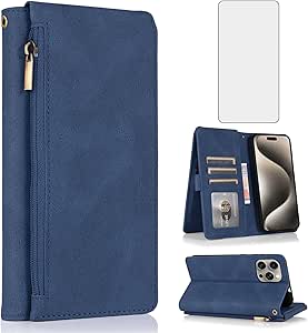 Amazon.com: Compatible with iPhone 15 Pro Max 6.7 inch Wallet Case Screen Protector and Zipper ...