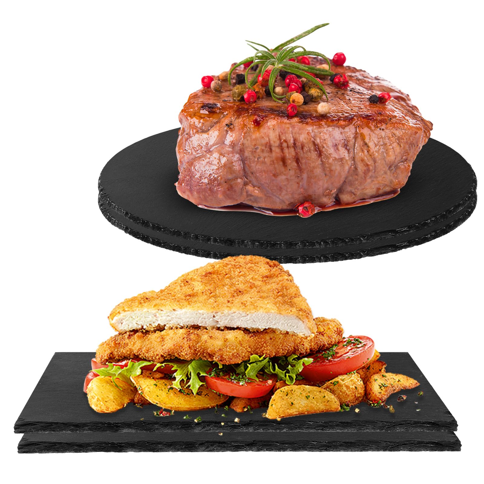 Amazon.com | Baderke 4 Pack 12 x 10 Inch Black Slate Cheese Board 12 * ...