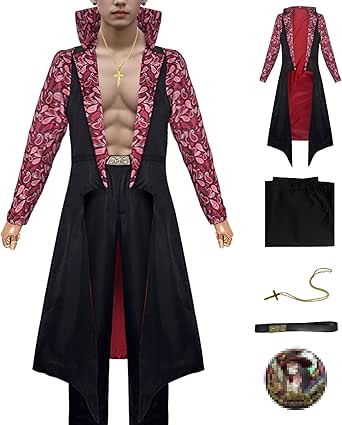 Amazon.com: EROOLU Mihawk Cosplay Costume Black Stand collar robe with ...