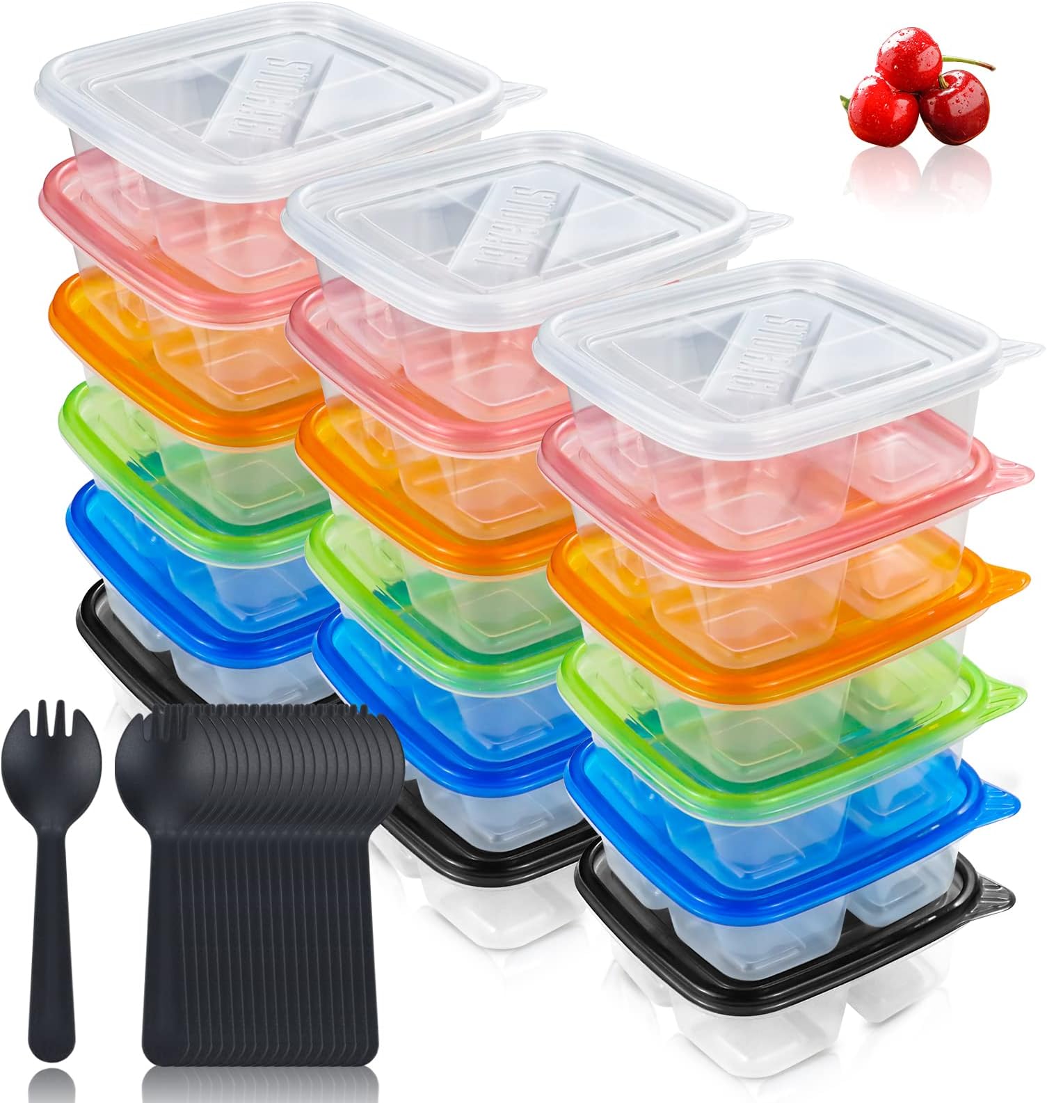 Amazon.com: Noamus 30 Pack Meal Prep Containers, 4 Compartment Bento ...