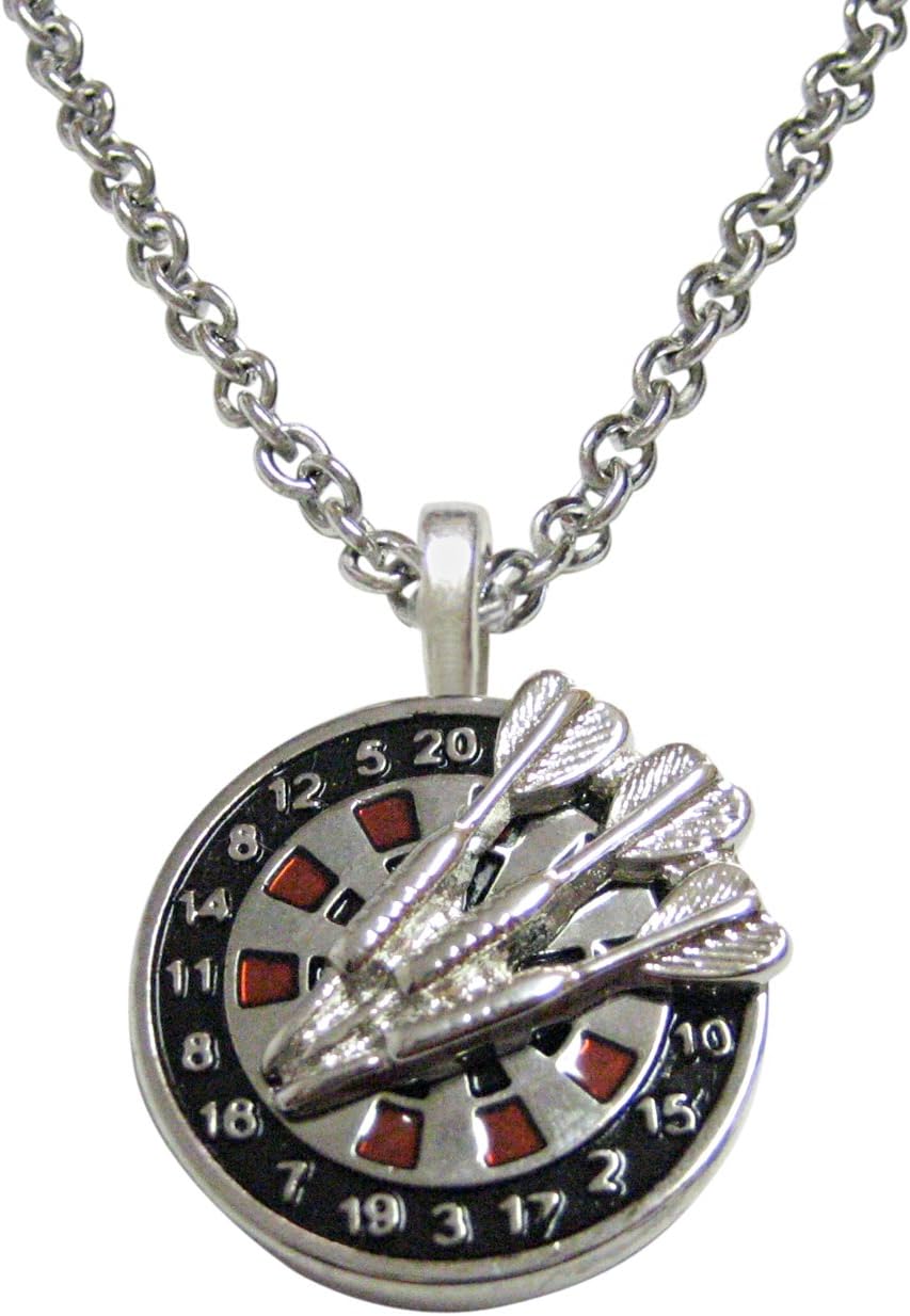 Kiola Designs Dart and Dart Board Pendant Necklace | Amazon.com