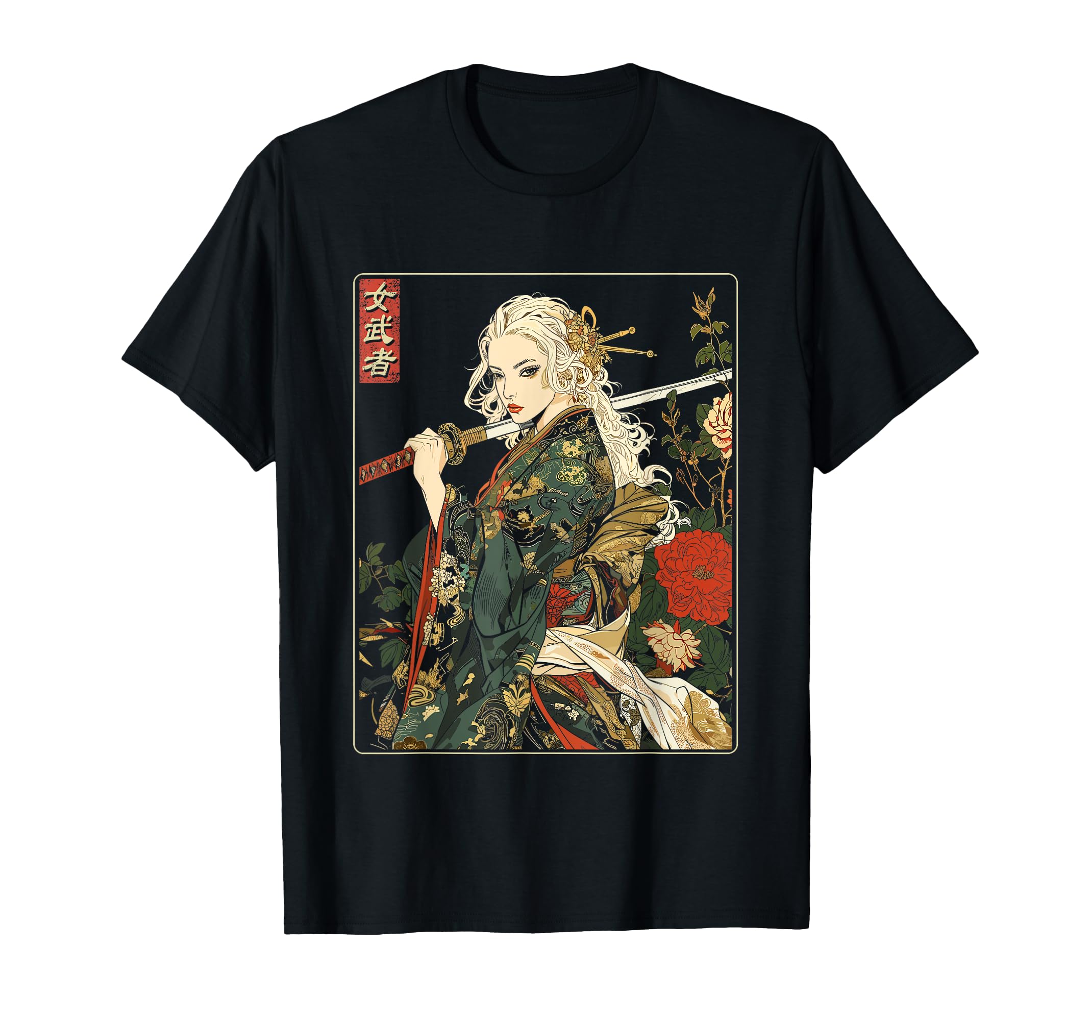 Amazon.com: Japanese Gothic Samurai Art Woman With Katana Sword T-Shirt ...