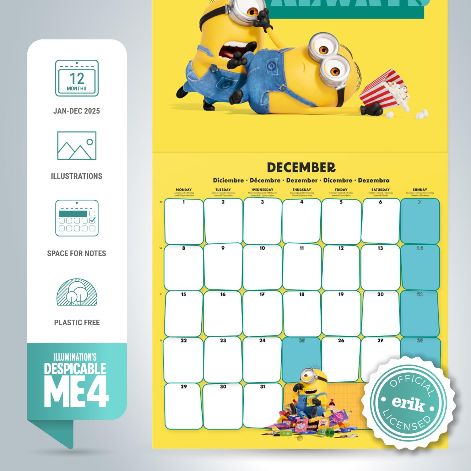 Grupo Erik Wall Calendar 2025 – Despicable Me 4 | 12″ x 12″ Square ...