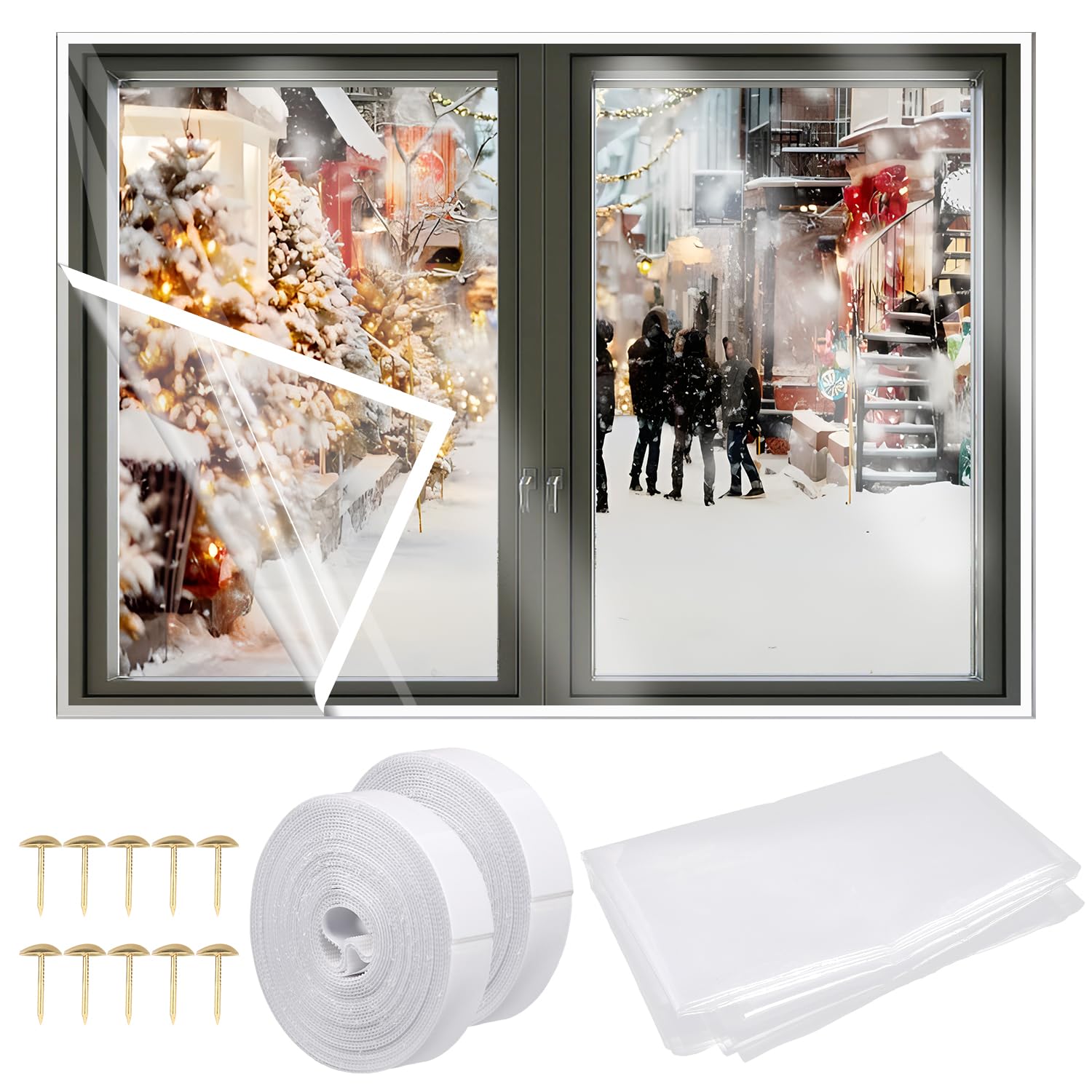 Window Insulation Kit 63x47 inch, with Tape and Bubble Nails, Winter ...
