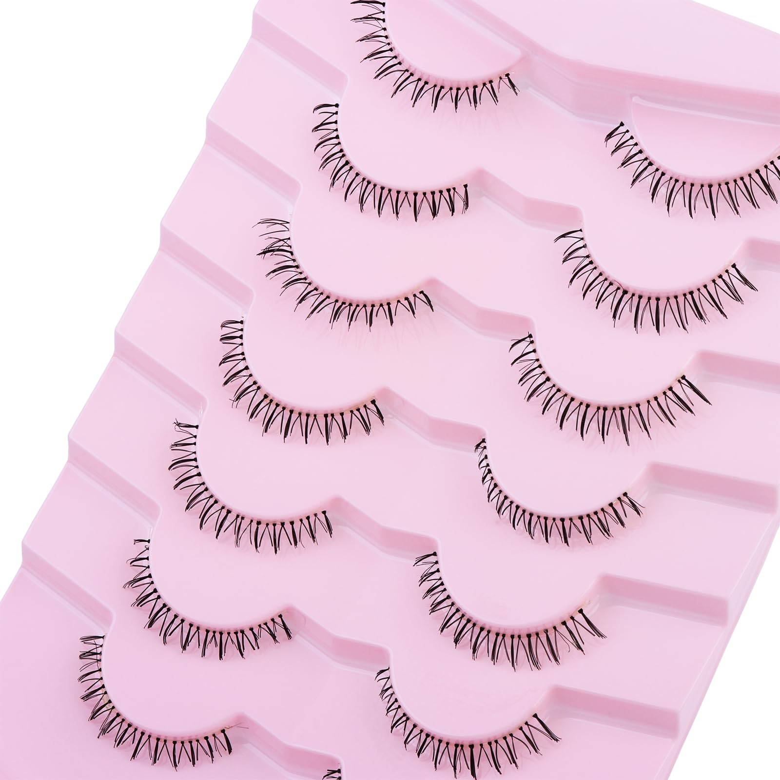 Amazon.com: outopen 7 Pairs Bottom Lashes Clear Band Wispy Natural Look ...