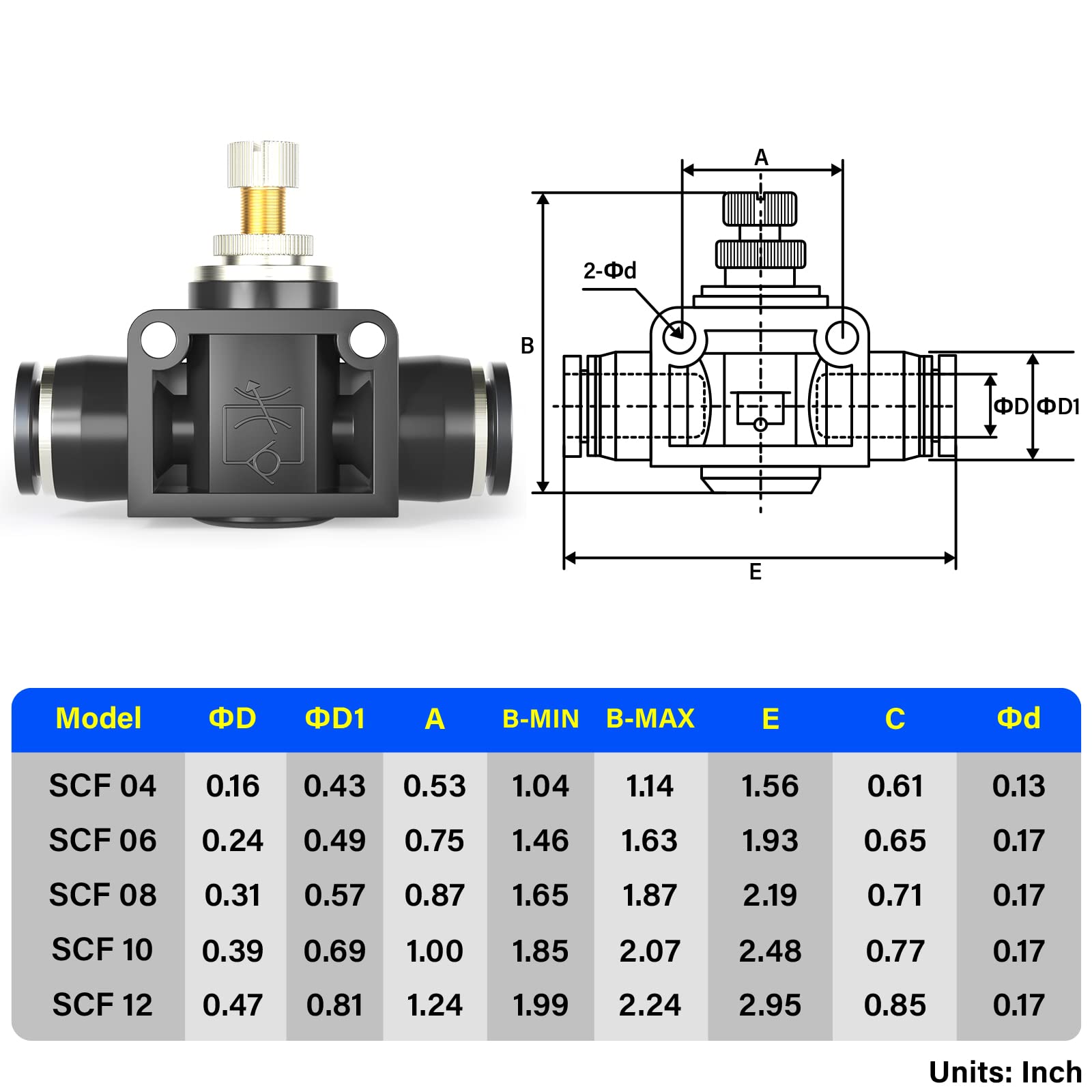 Snapklik.com : TAILONZ PNEUMATIC 6mm Tube OD Air Flow Control Valve