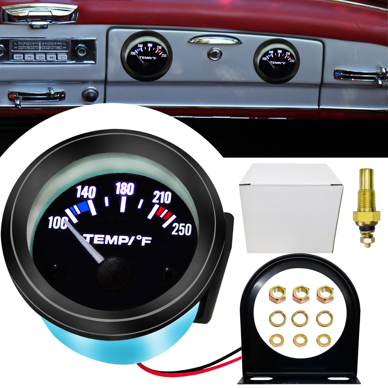 Amazon.com: 12V Water Temperature Gauge for Car, 2" 52mm Water Temp ...
