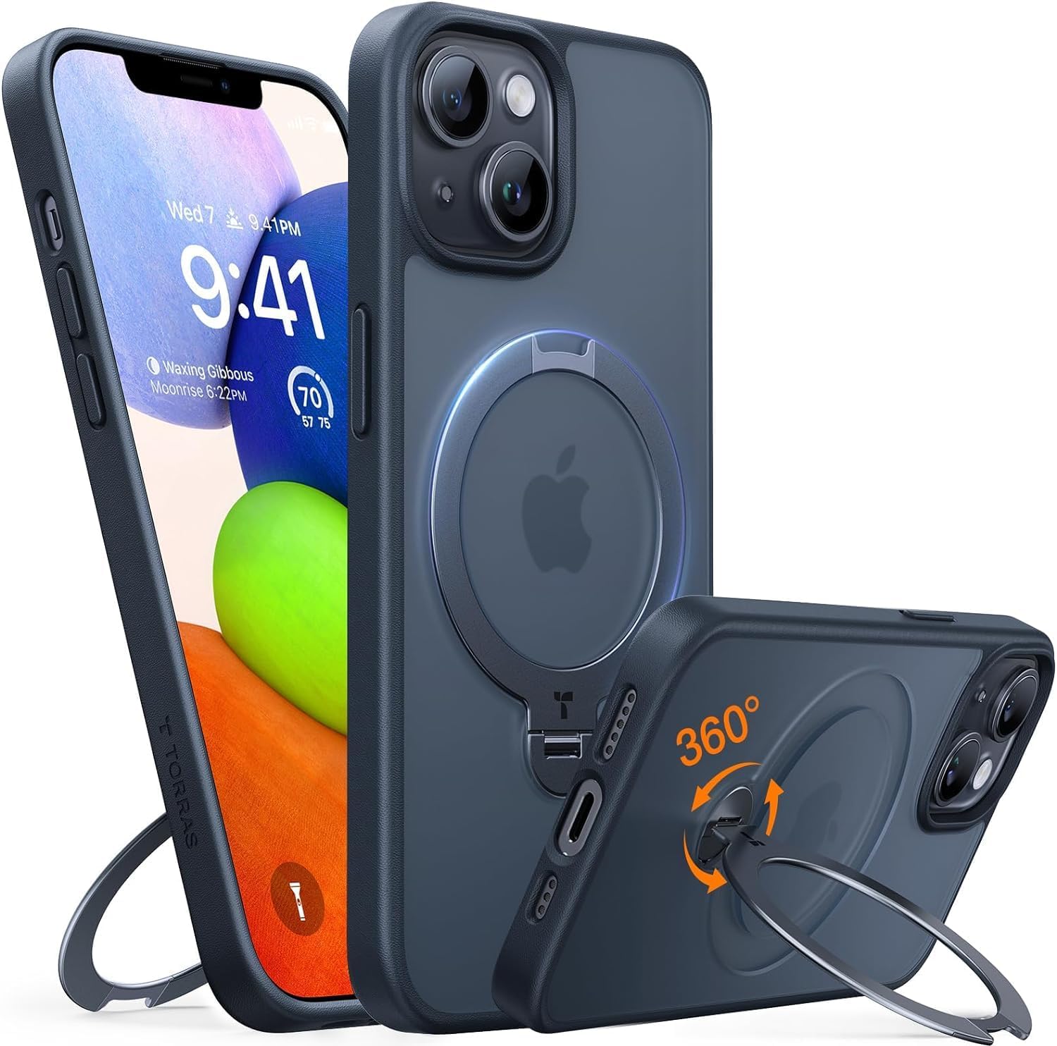 Amazon.co.jp: 【カチッ！2024新開発・安定性】TORRAS iPhone 14/13 用ケース「ゼンマイ式スタンド」縦横両対応 ...