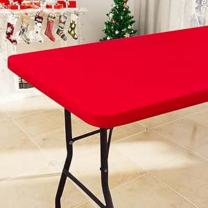 Amazon.com: smiry Rectangle Tablecloth, Elastic Fitted Flannel Backed ...