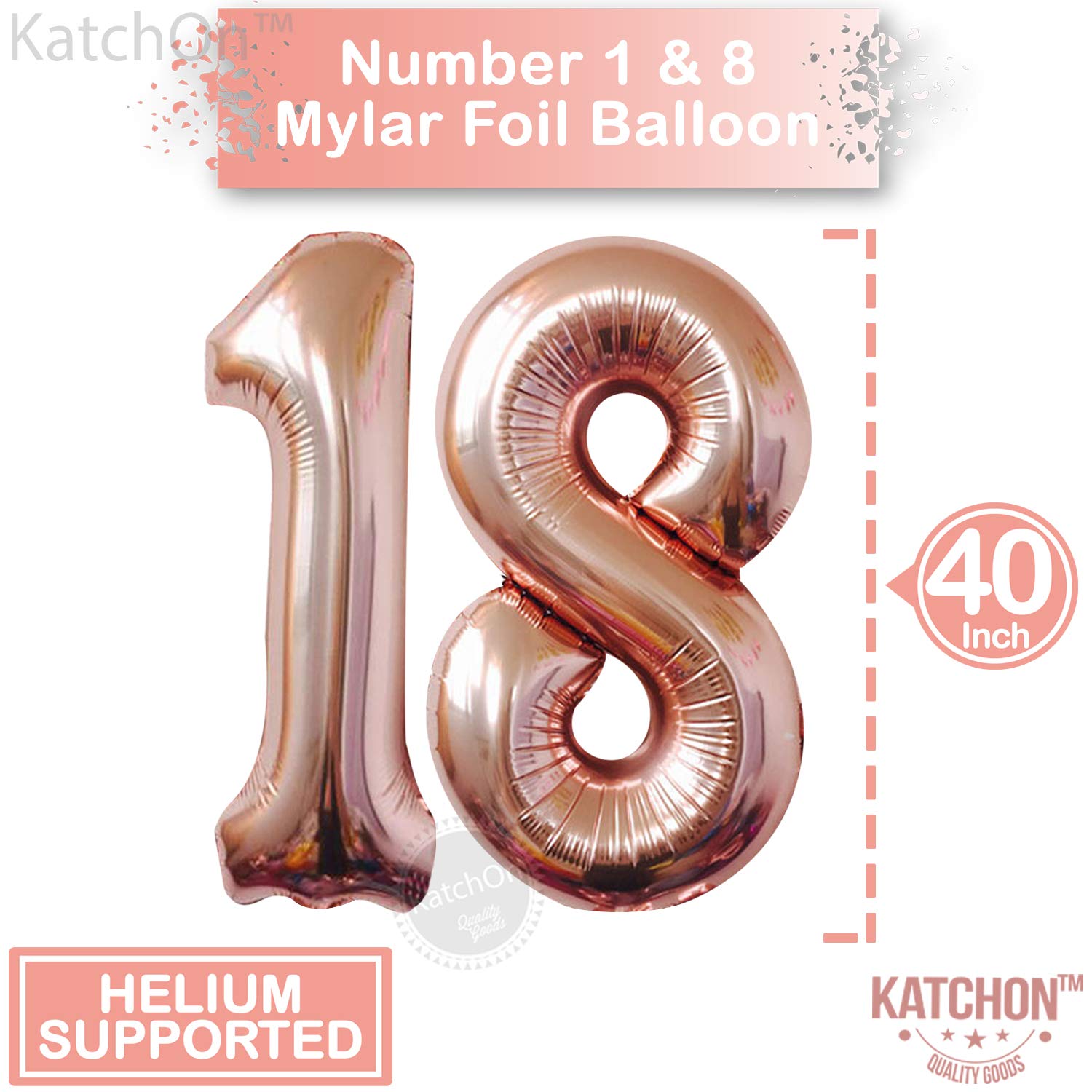 Buy Giant 40 Inch 18 Balloon Numbers - Rose Gold | 18th Birthday ...