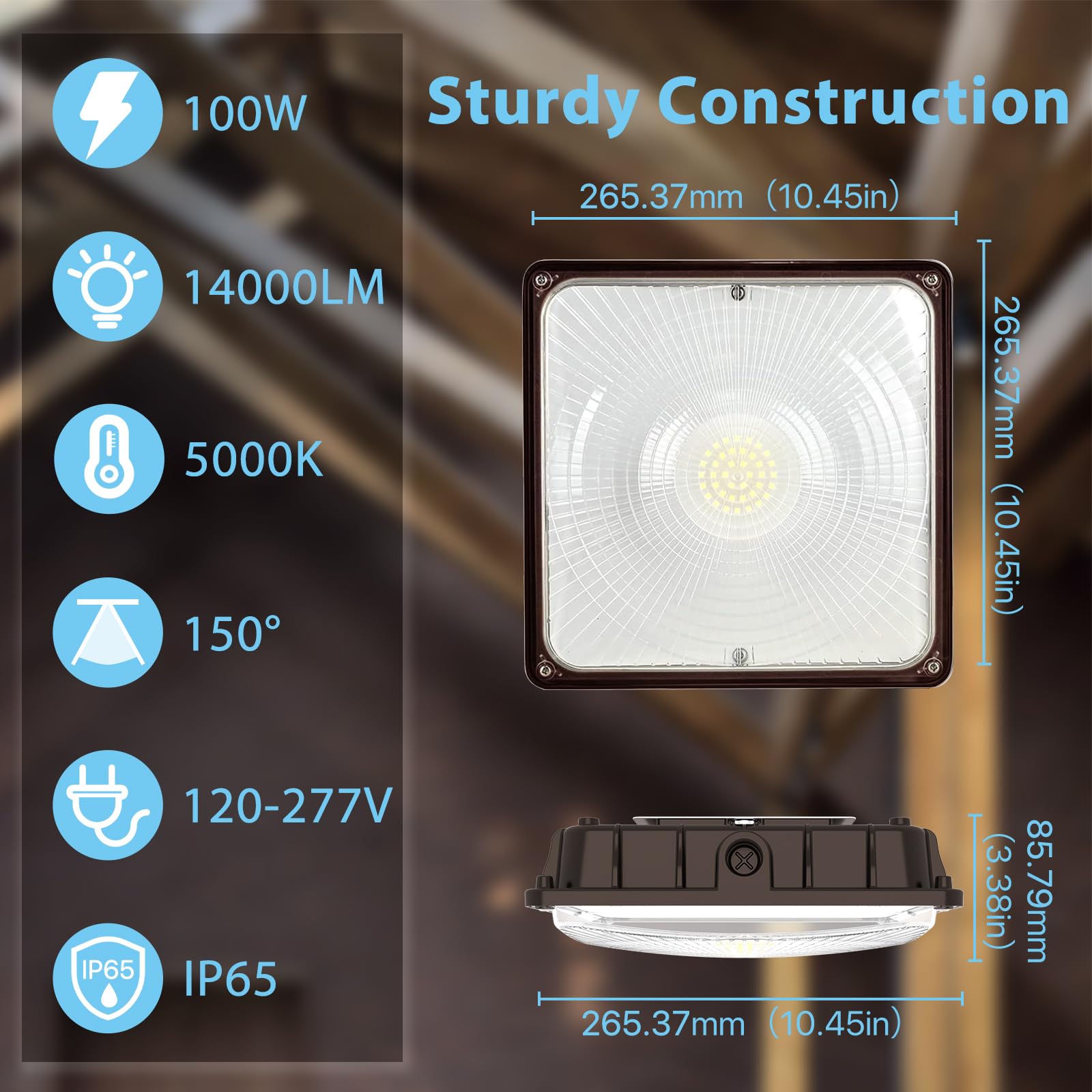 Snapklik.com : HYPERLITE 100W Canopy LED Lights: 14000LM 1-Pack IP65 ...