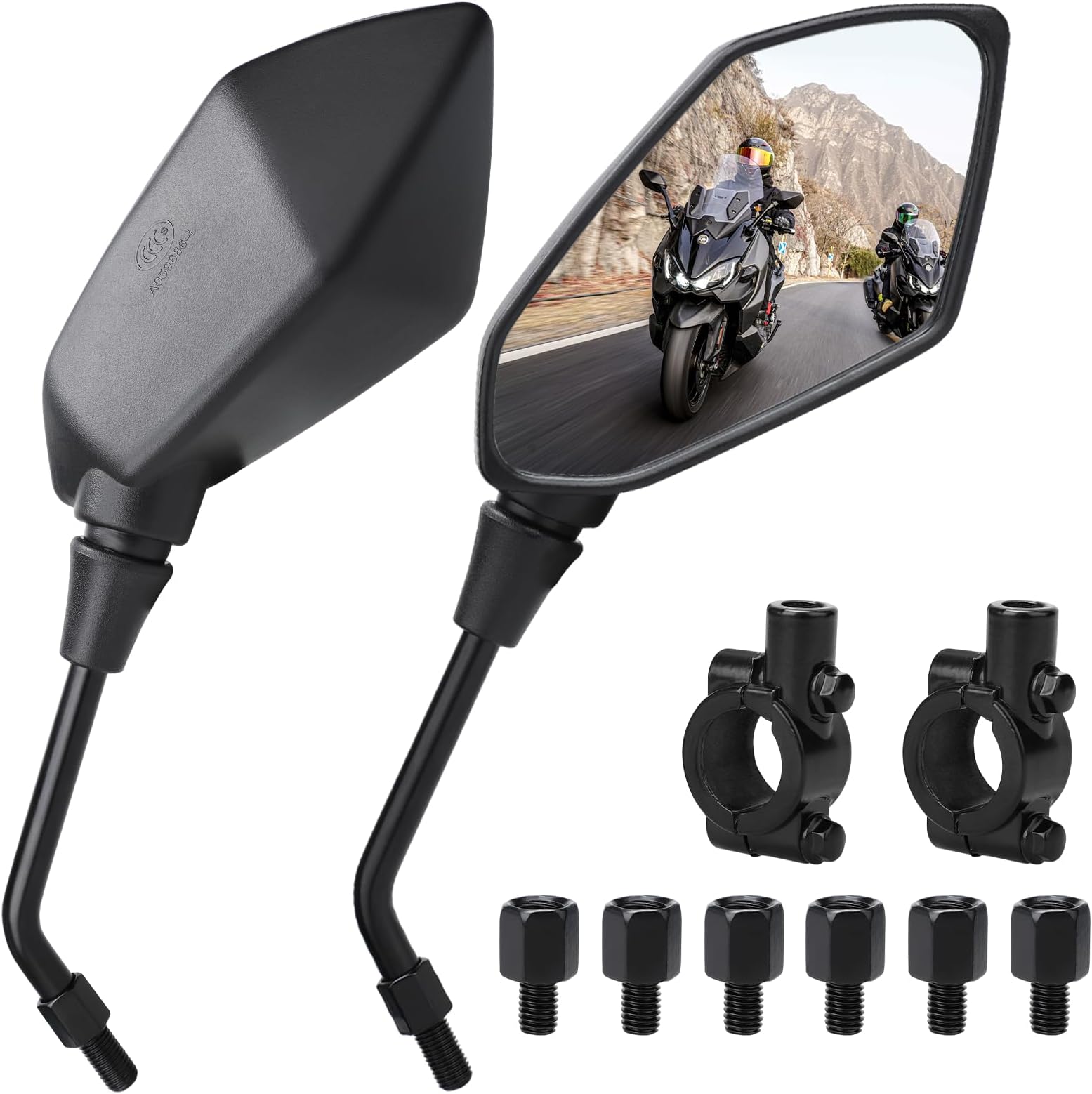 Motorcycle Mirrors Set, Mobility Scooter Mirrors, Universal Motorbike ...