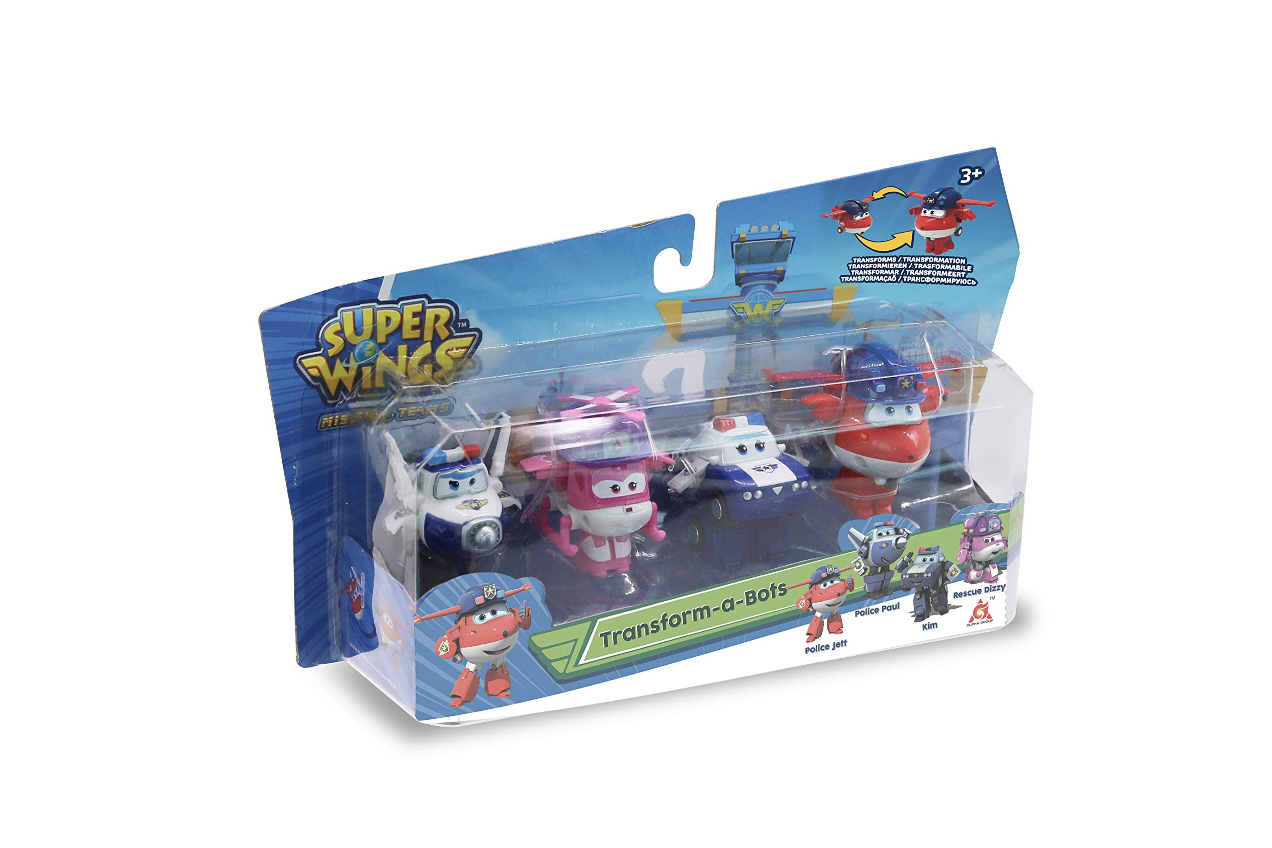 Super Wings Transform-a-Bots 4 Pack | Police Jett, Paul, Kim and Rescue ...