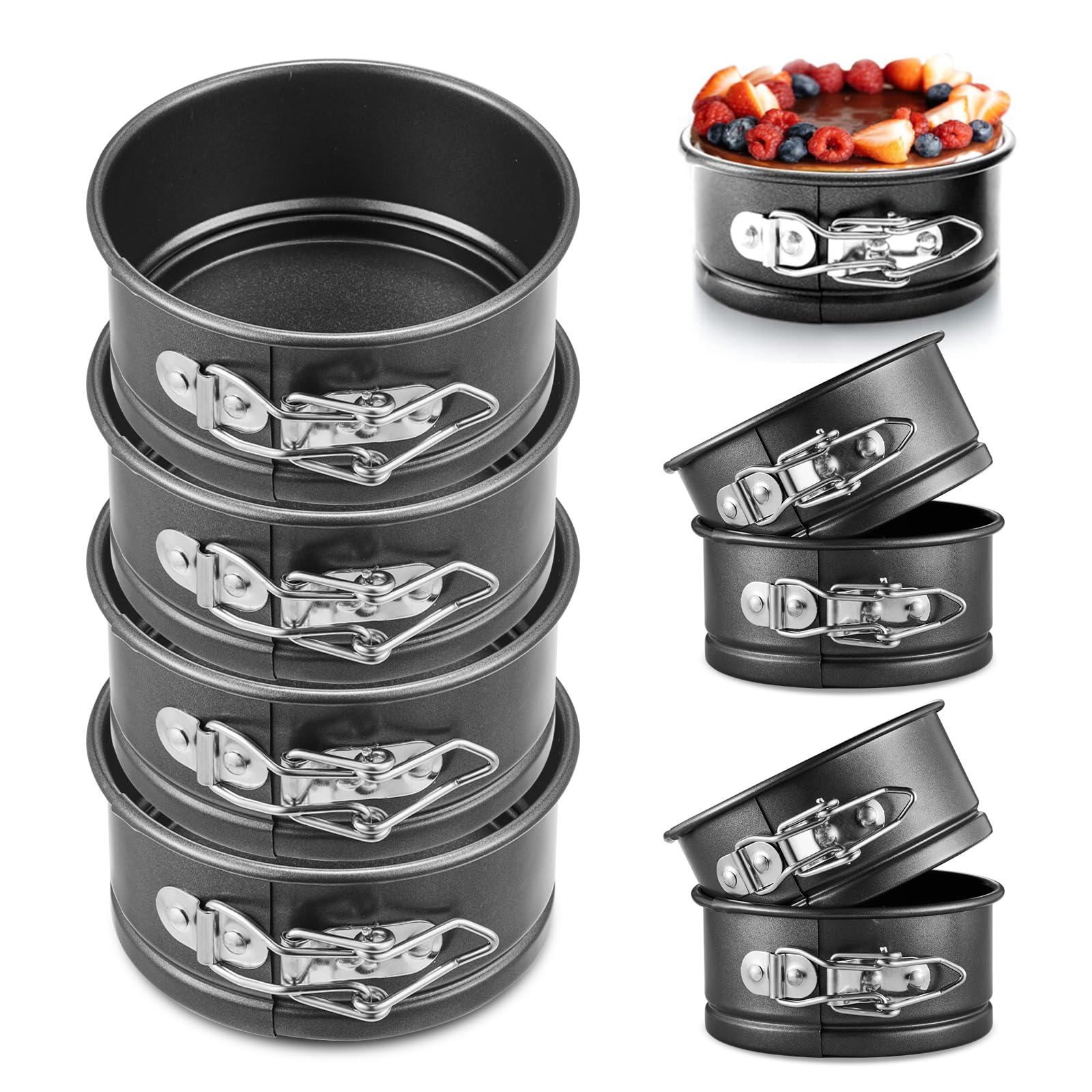 Snapklik.com : HONGBAKE 4 Inch Springform Pans, Mini Cheesecake Pans