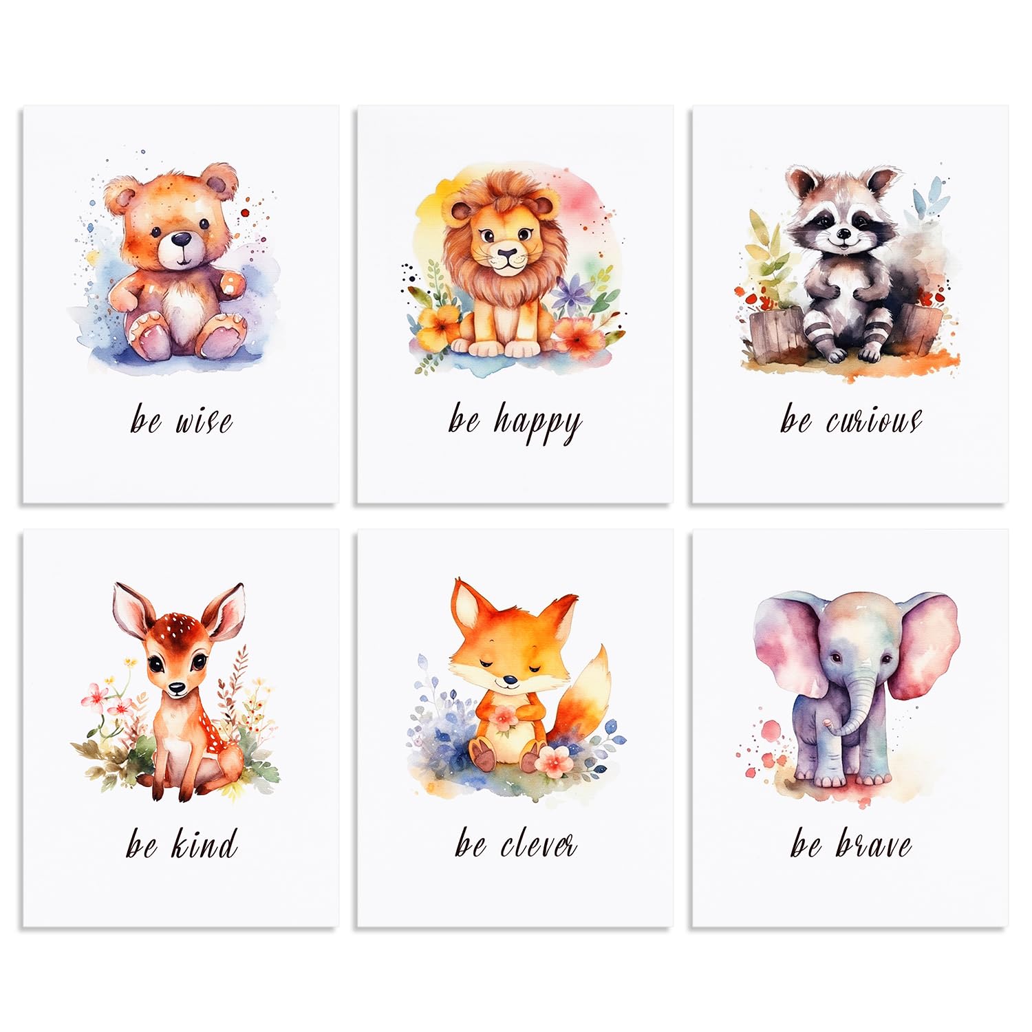 6pcs Woodland Nursery Decor, 8x10in Forest Animals Posters with ...
