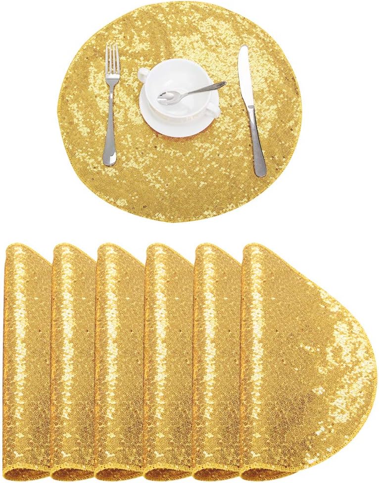 Amazon.com: Yellow Placemats Set of 6 Gold Glitter Sparkle Placemats ...