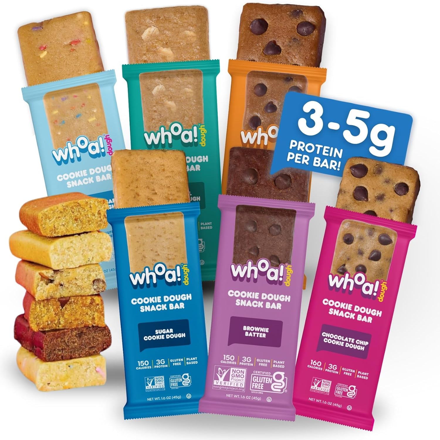 Amazon.com : Whoa Dough Edible Cookie Dough Bars- Certified Non-GMO ...