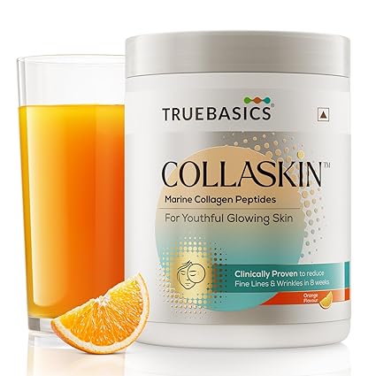 TrueBasics CollaSkin, Marine Collagen Peptides (Orange, 200g) | With ...