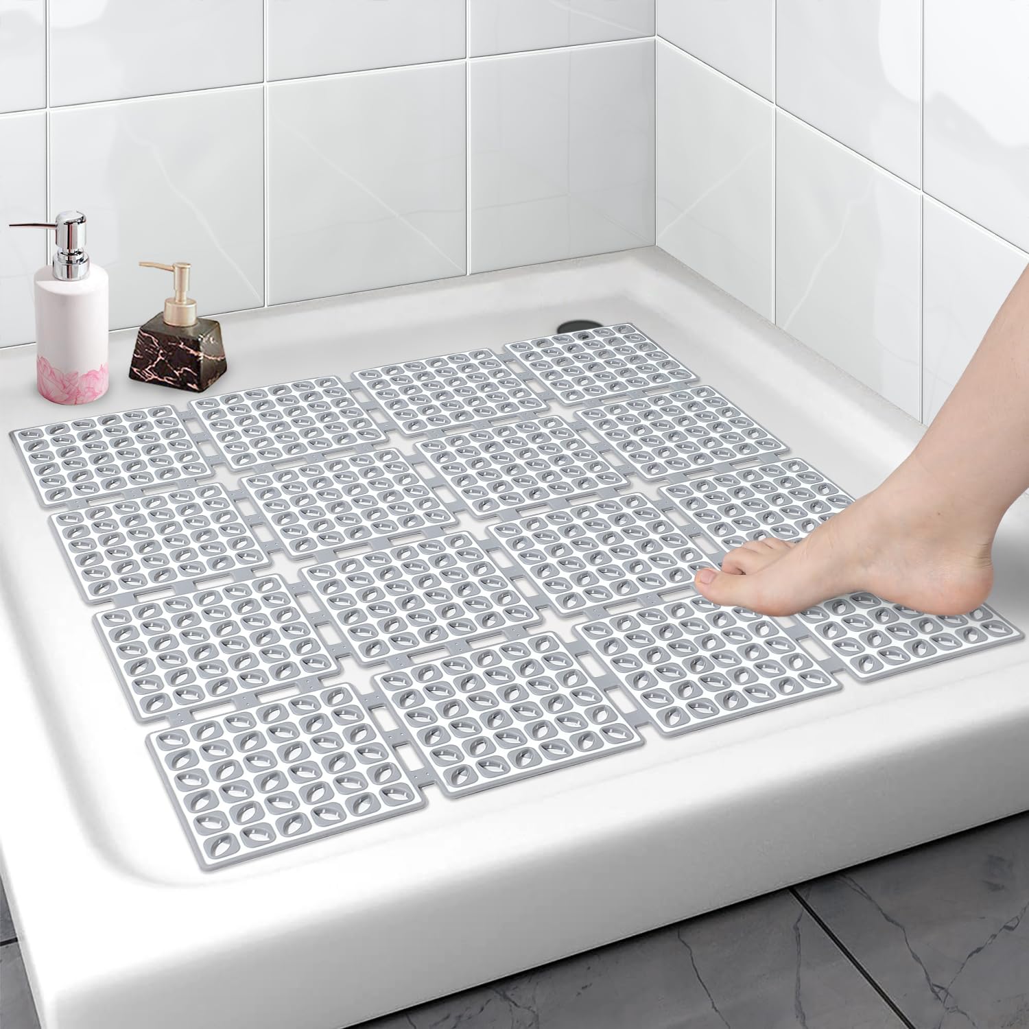 Amazon.com: Square Shower Mat Non Slip - Shower Floor Mat with Suction ...