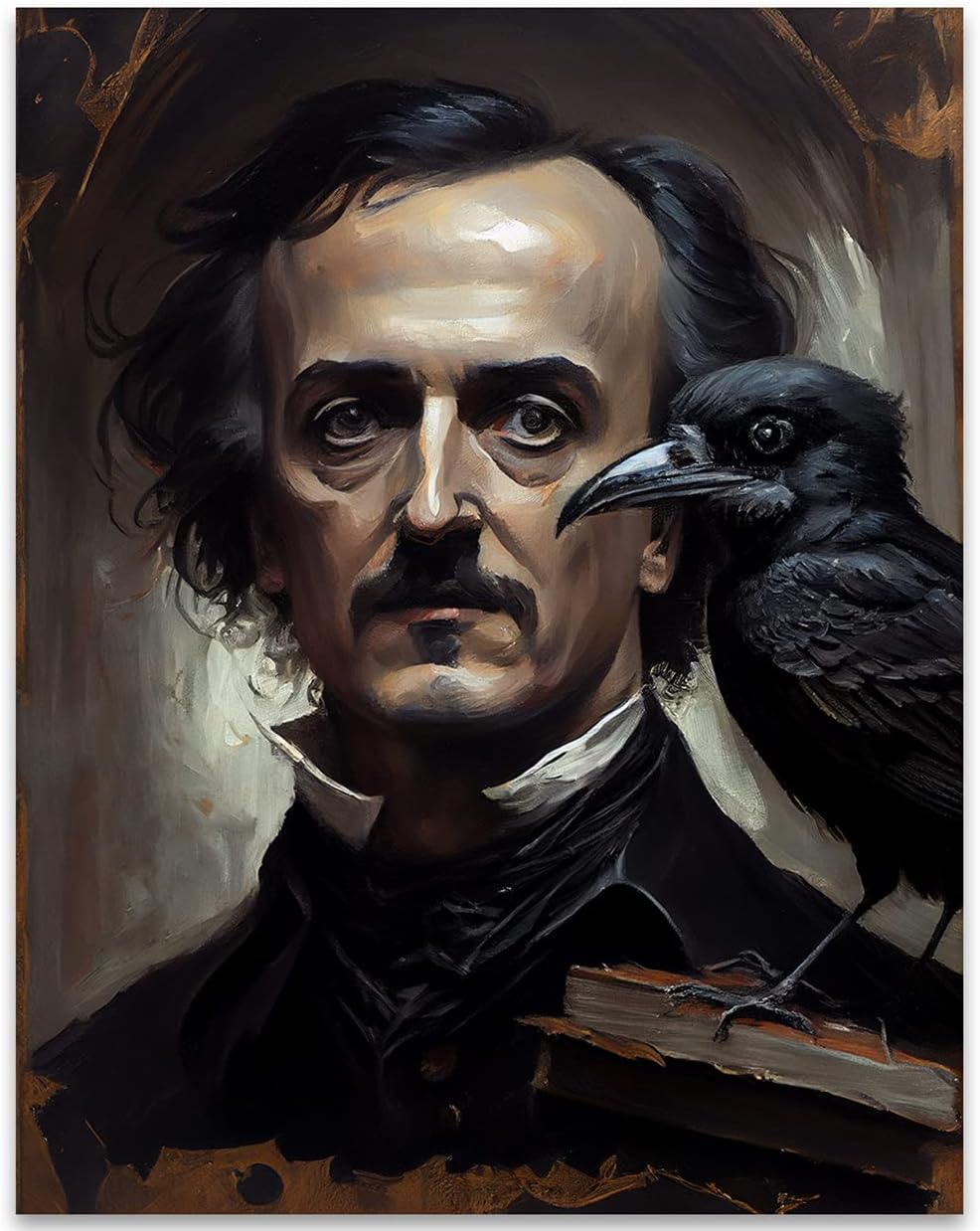 Amazon.com: Edgar Allan Poe and the Raven Portrait Poster - 11x14 Print ...