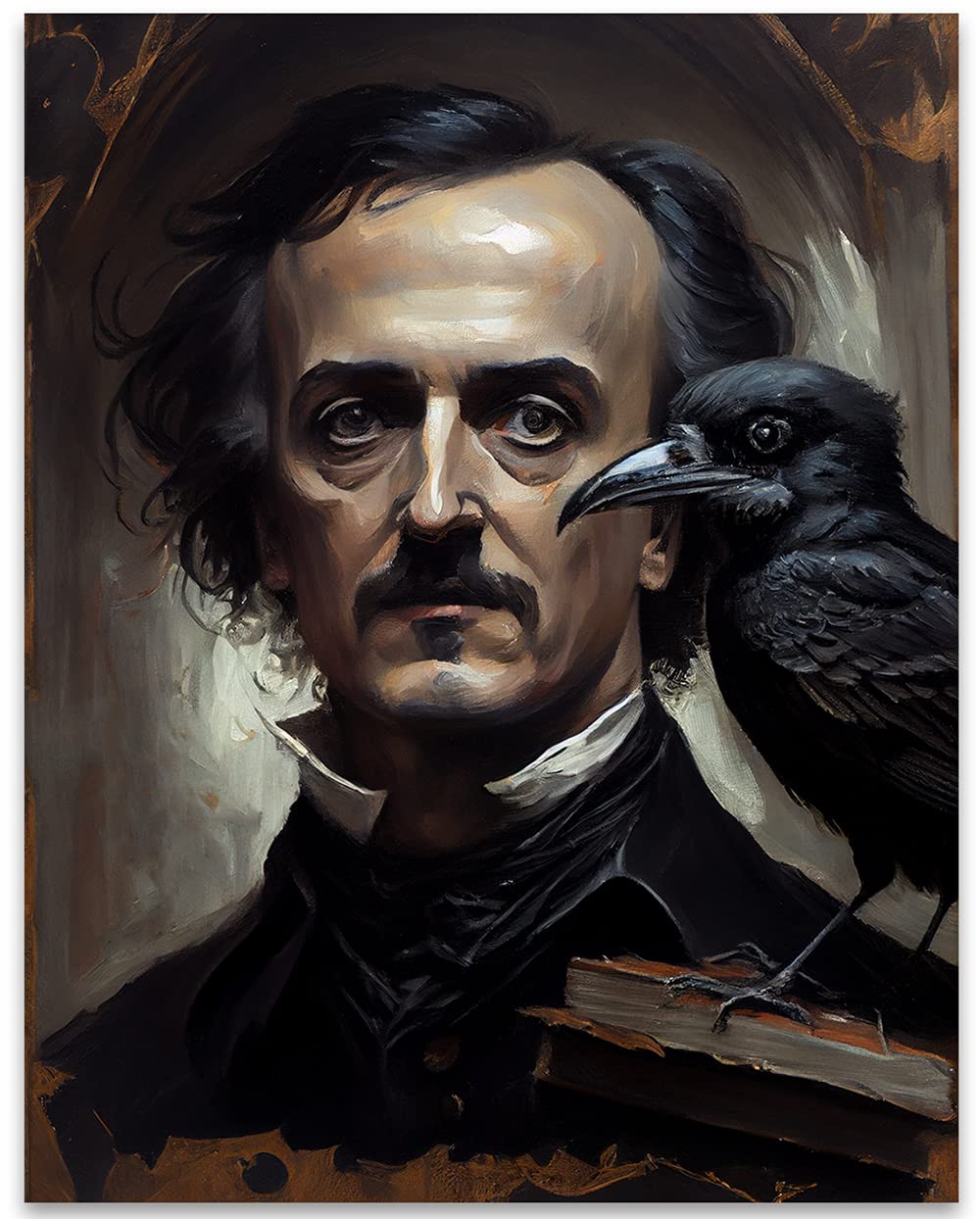 Amazon.com: Edgar Allan Poe and the Raven Portrait Poster - 11x14 Print ...