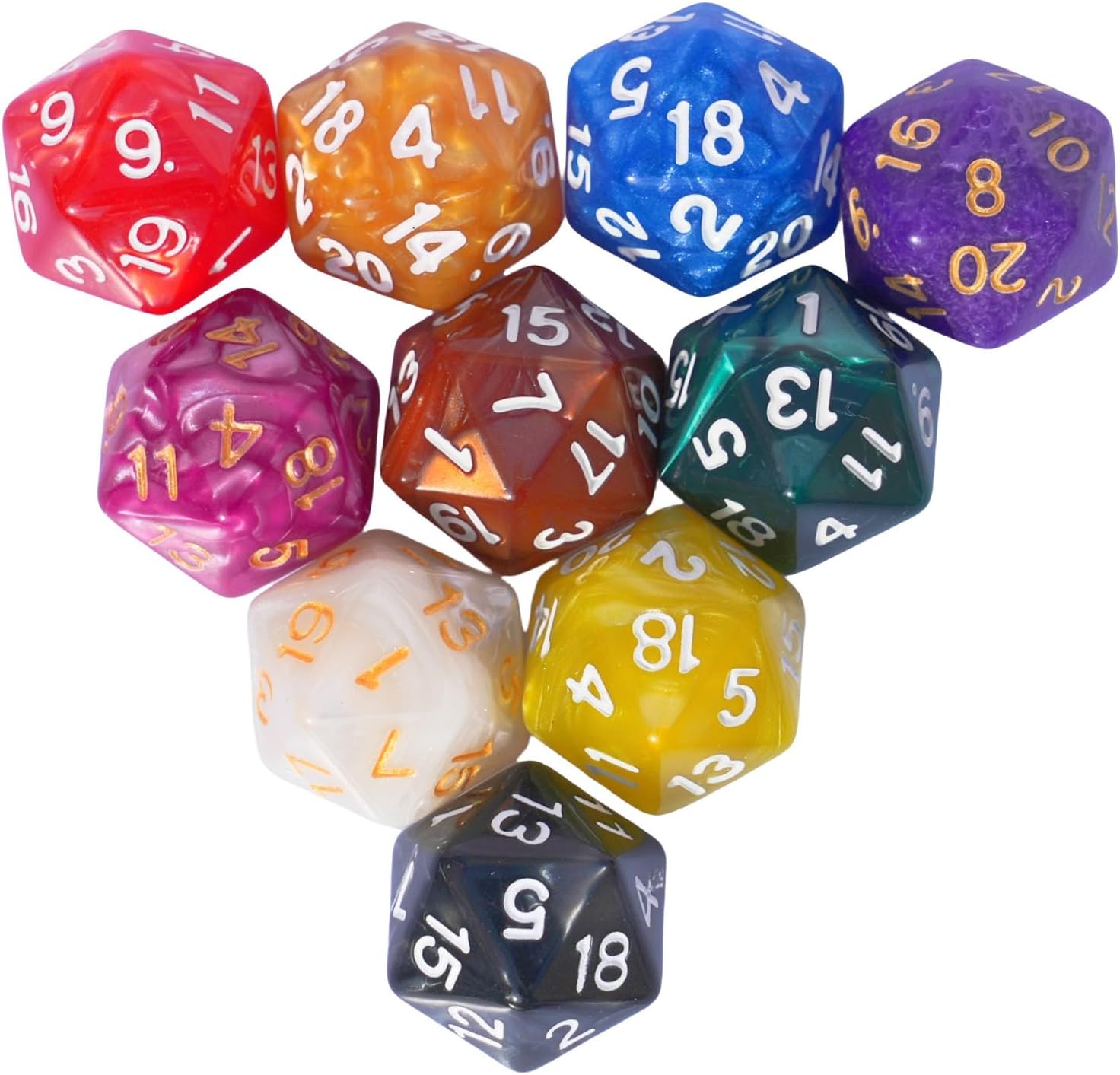 Amazon.com: 10PC D20 Polyhedral Dice Set 22mm for DND RPG MTG Table ...