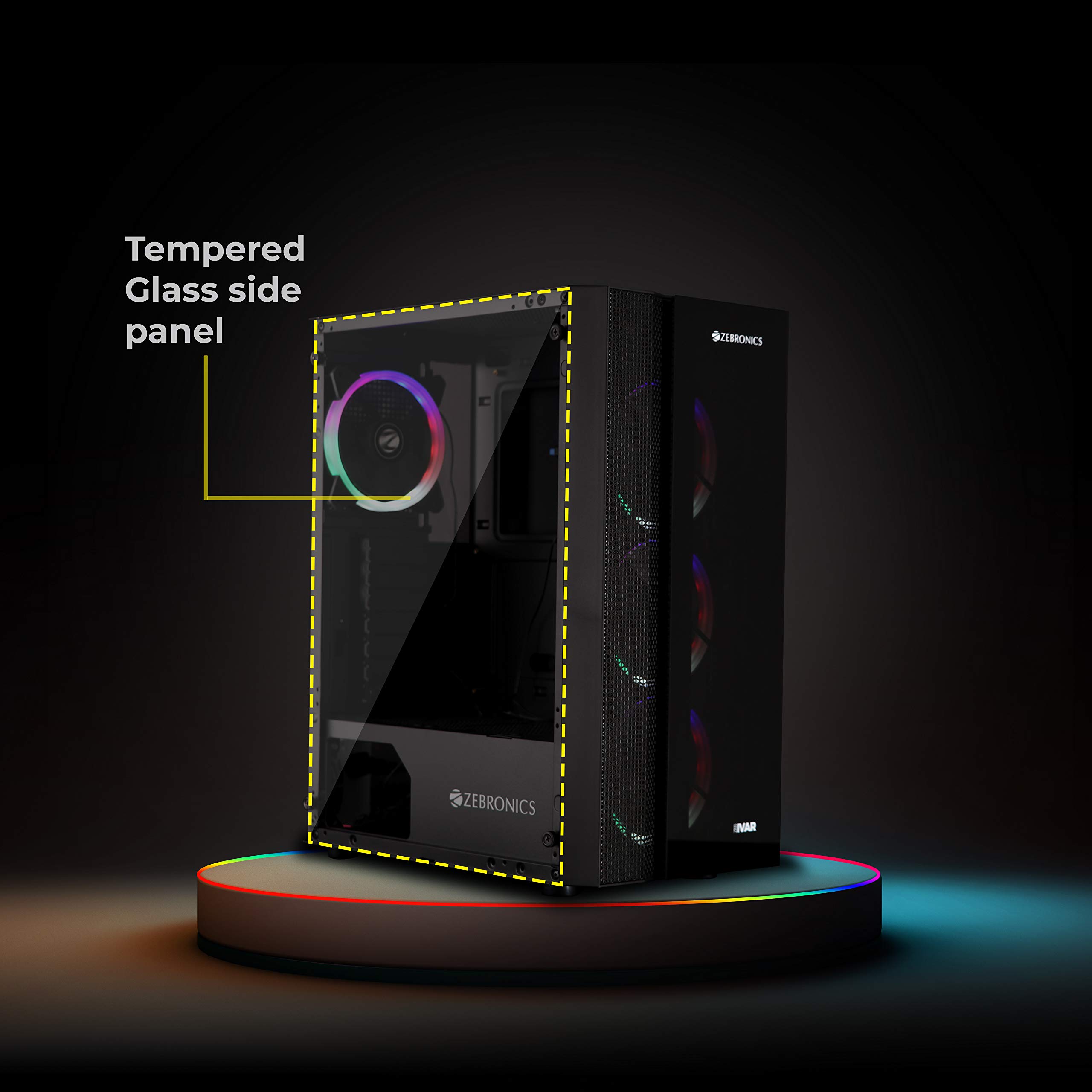 Buy ZEBRONICS Zeb-Ivar Premium Gaming Cabinet with ATX/mATX Motherboard ...