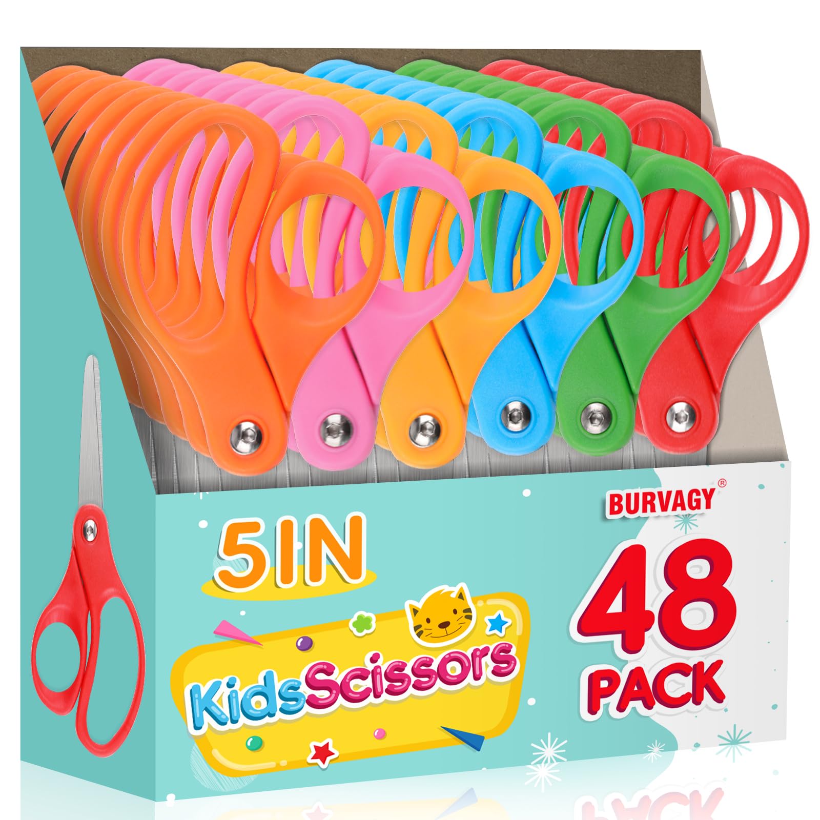 Amazon.com: BURVAGY 5" Right and Left-Handed Scissors Kids' Scissors ...