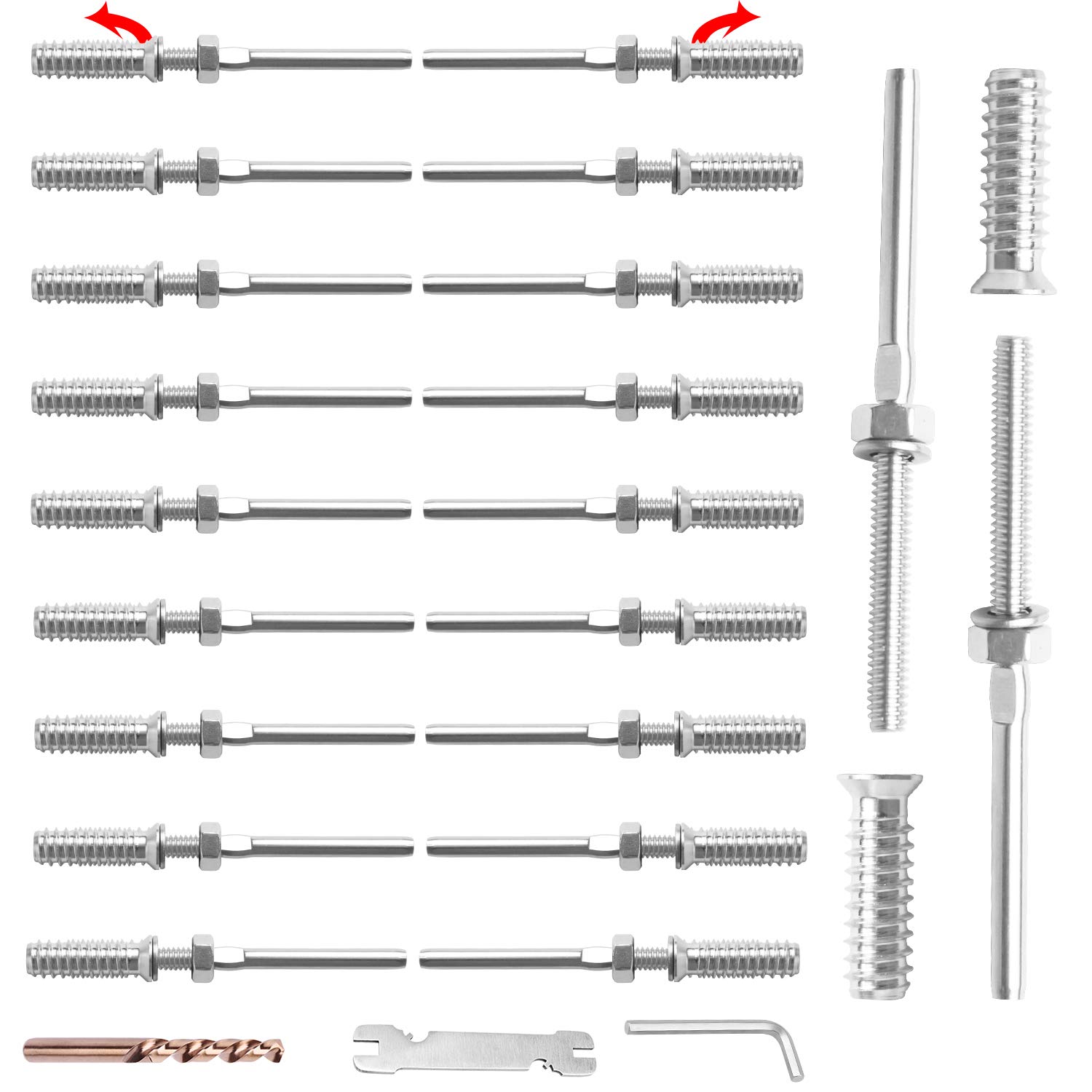 Buy BLIKA 20 Pack T316 Stainless Steel Left & Right Threaded Insert ...