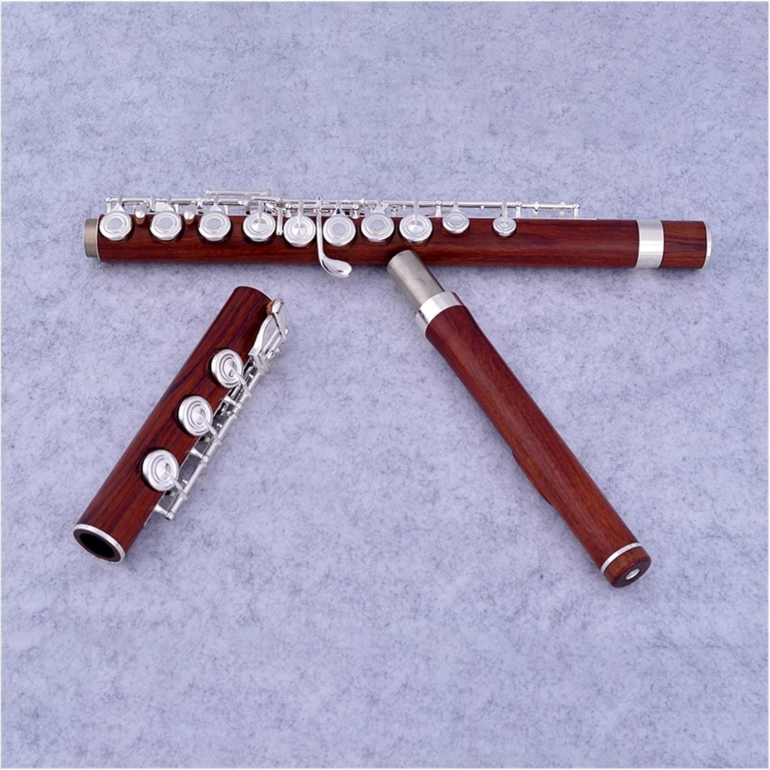 Amazon.com - Professional 17 Holes Ebony/Redwood Flute Open Hole Silver ...