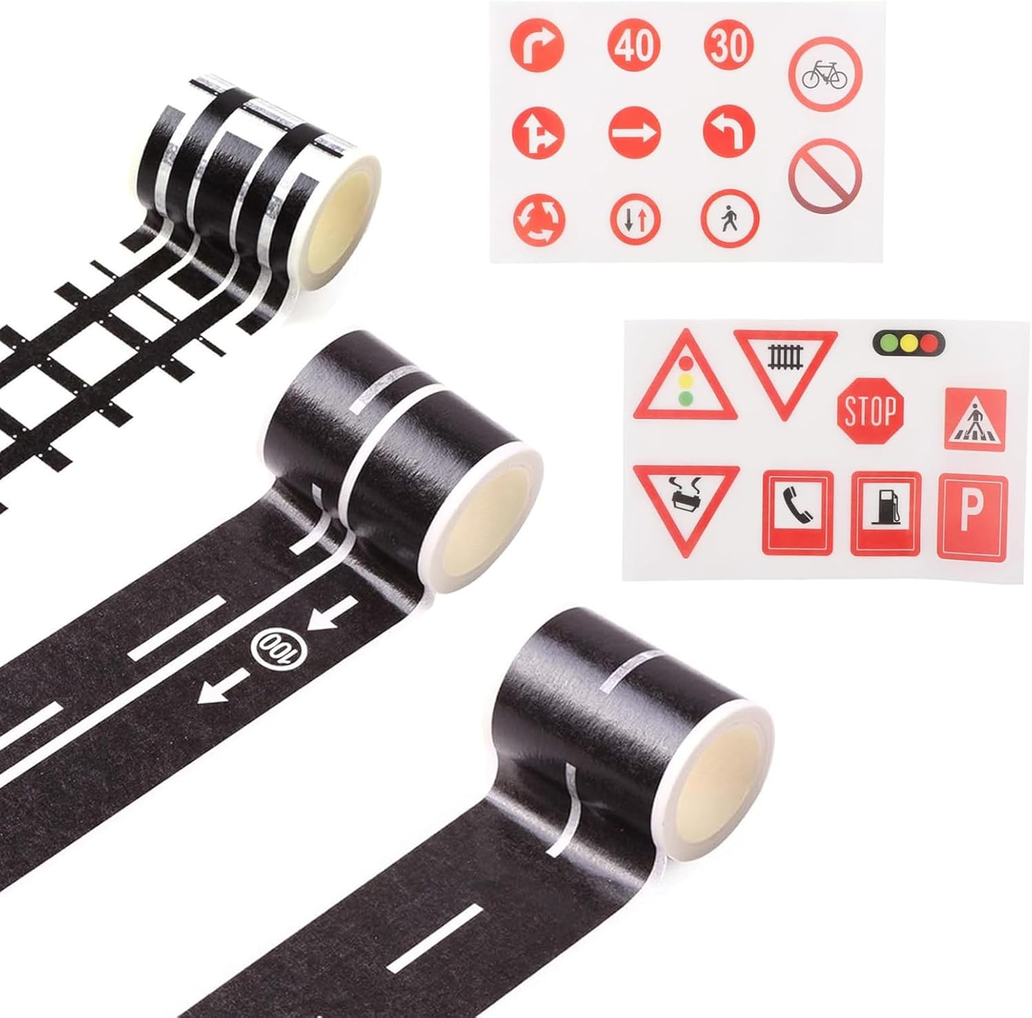 5Pcs Road Tape for Toy Cars, Road Tape, Detachable Train Track Tape DIY ...