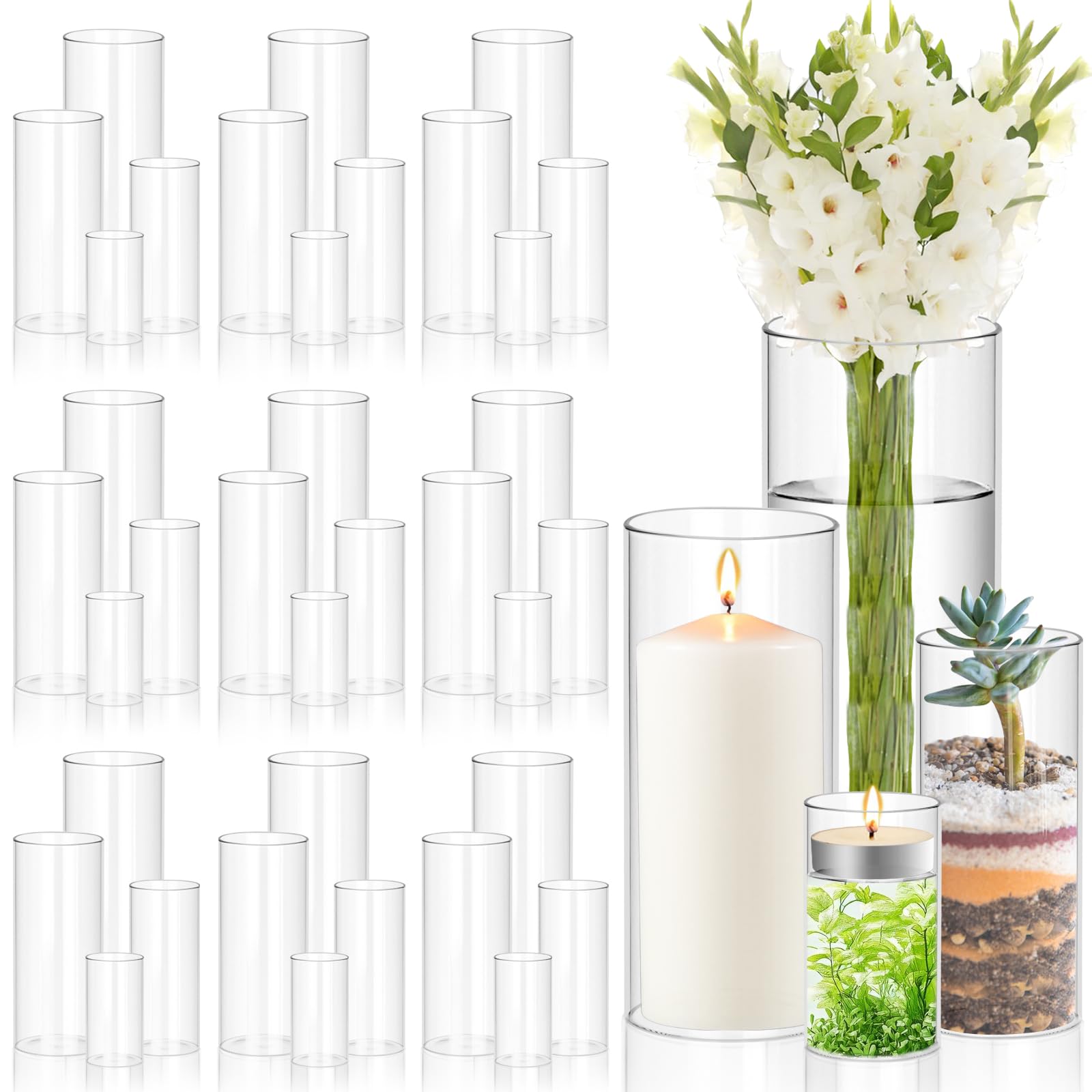 Amazon.com: Scawim 48Pcs Clear Vases for Centerpieces, 4,6,8,10 Inch ...