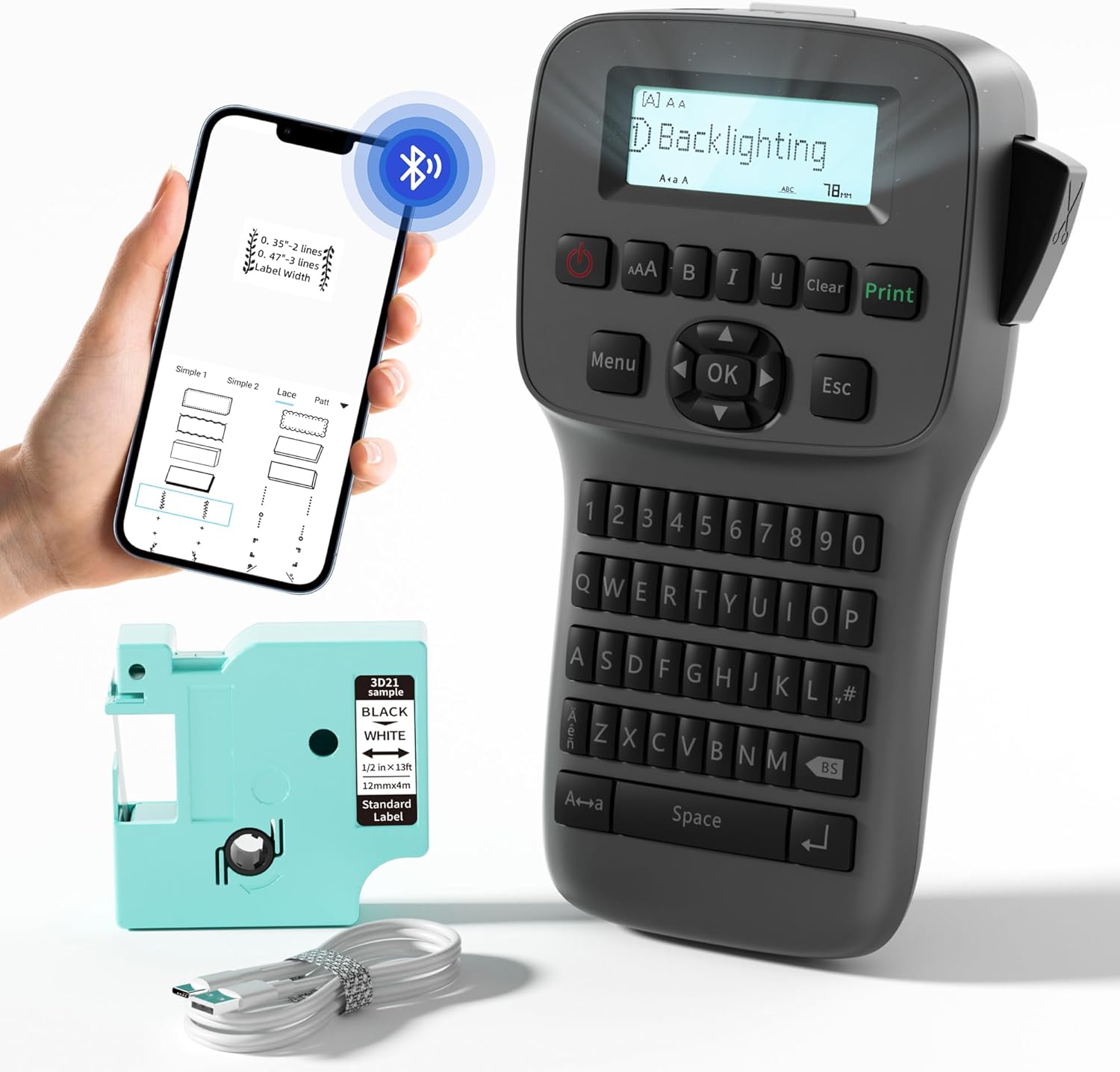 Amazon.com : Vixic Handheld Label Maker, LM1600 Label Maker Machine with-Tapes, Ultra Long ...