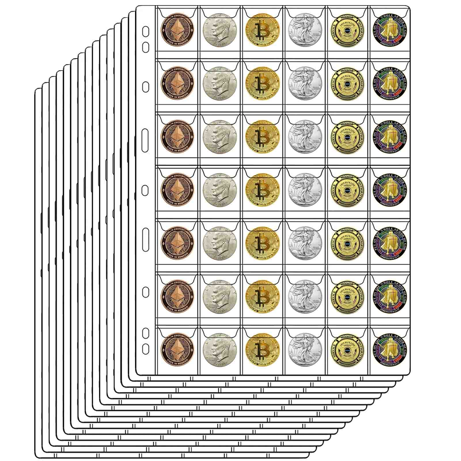 Amazon.com : 42-Pocket Coin Pages for Collectors, Standard 9-Hole Coin ...