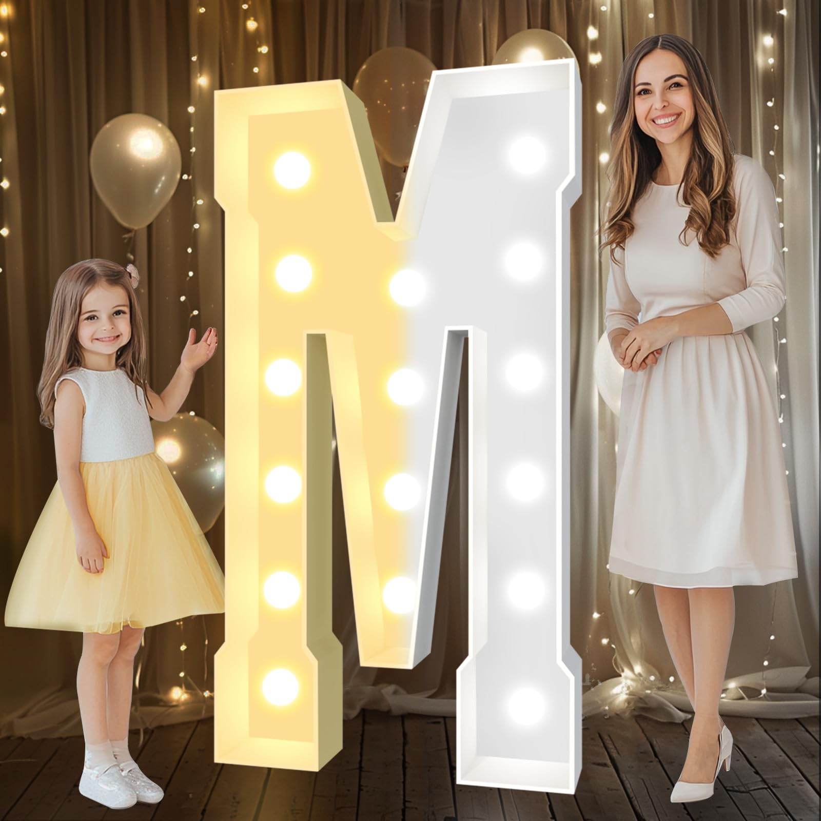 Pooqla 4 FT Marquee Light Up Letters, Cool White and Warm White Marquee ...