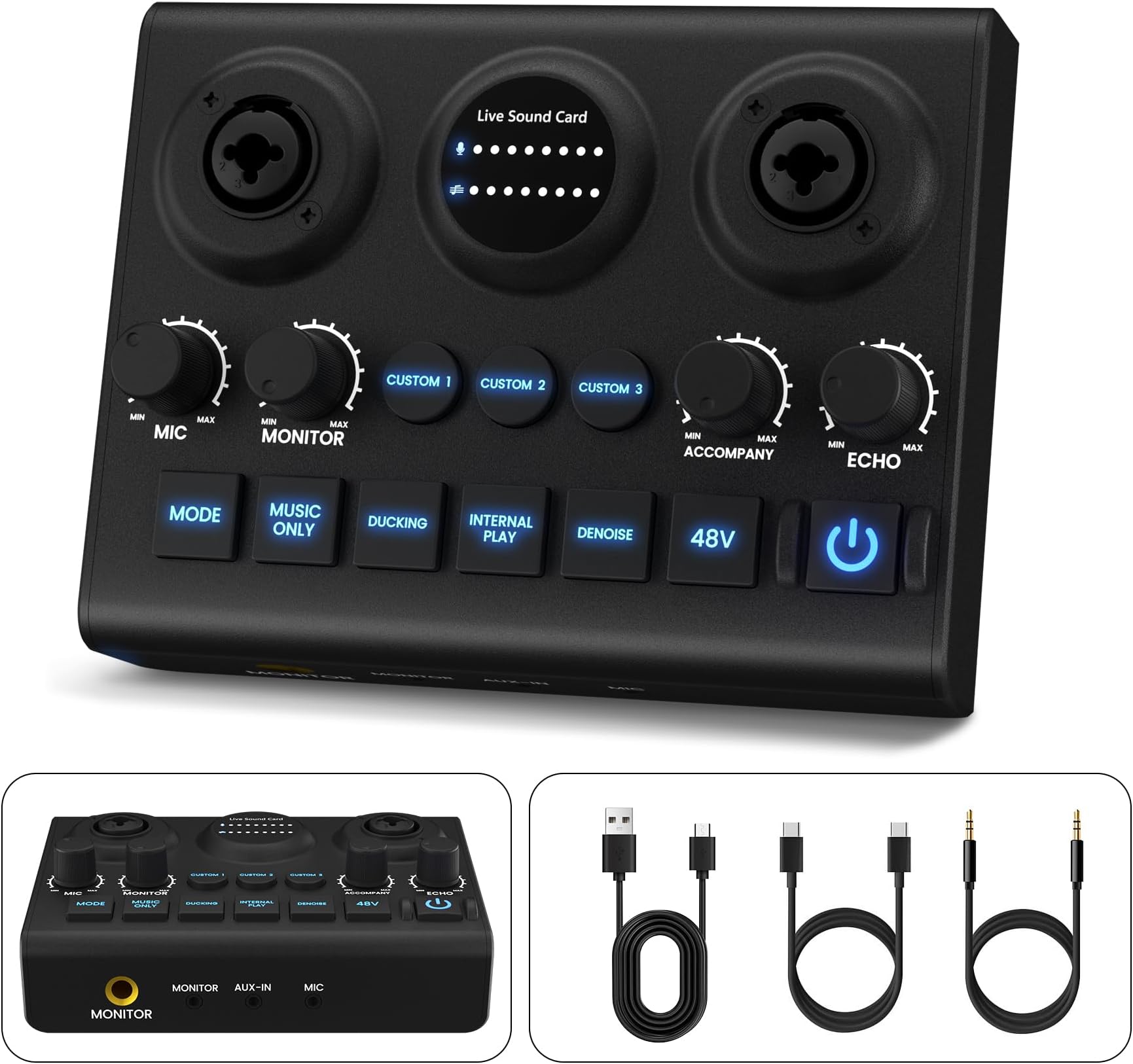 Amazon.com: Gaming Audio Mixer, Sound Board with Pro-preamp, 48V ...