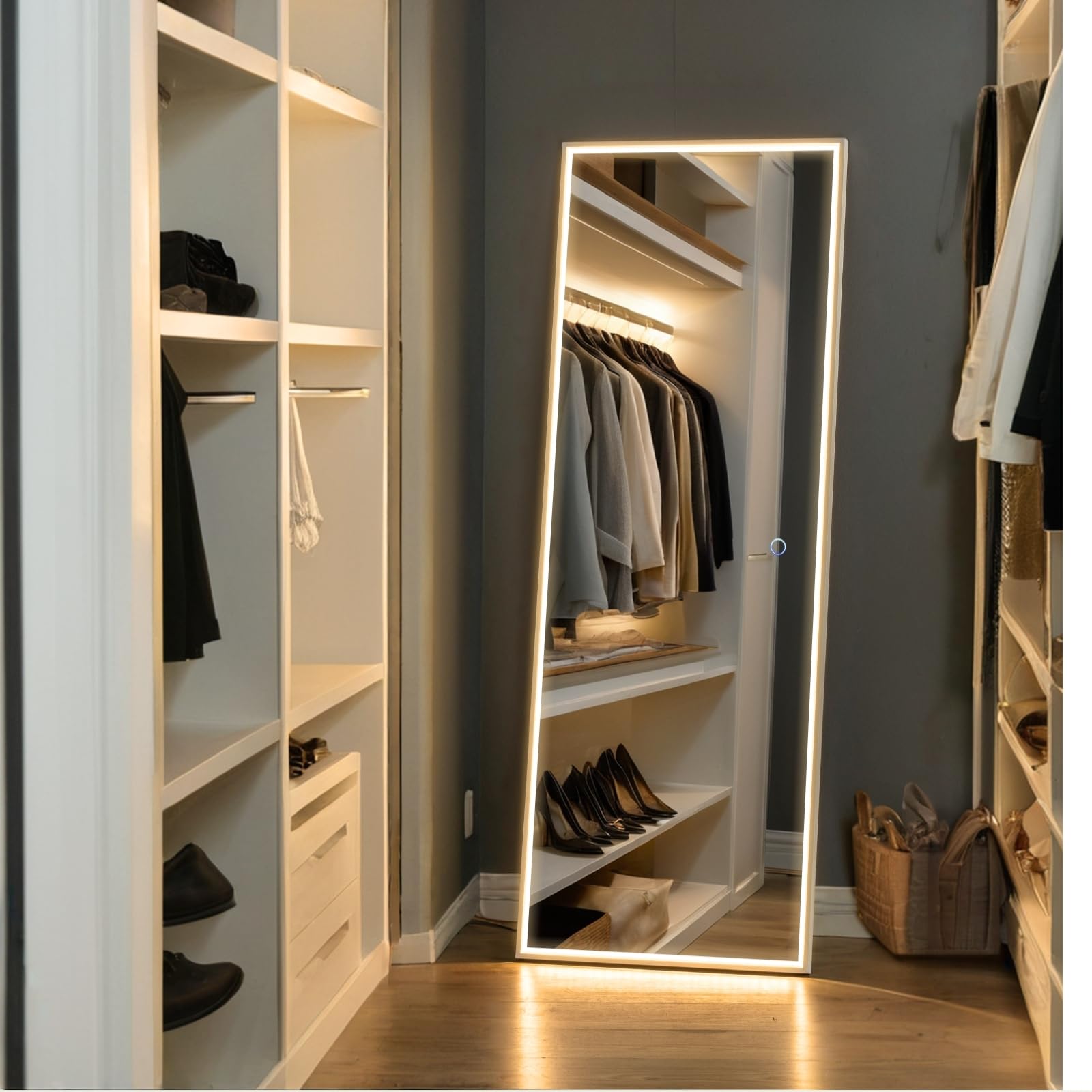 Amazon.com: YOKUKINA Full Body Lighted Mirror, Full Length Mirror with ...