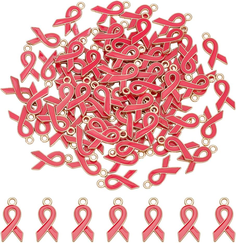 Amazon.com: UNICRAFTALE 80Pcs Breast Cancer Charms for Women Pink Hope Awareness Ribbon Charms ...