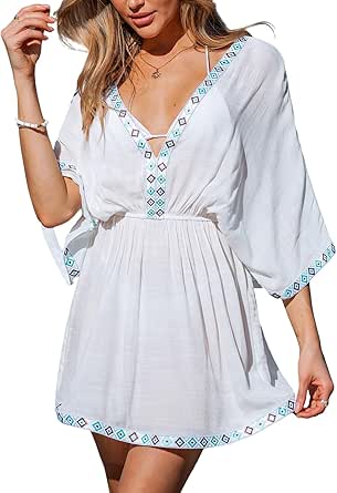CUPSHE Womens Bathing Suit Cover Up Batwing Sleeve Boho Beach Cover Ups ...
