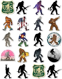 Amazon.com: Stickers Pack 20 Pcs Bigfoot Vinyl Sasquatch Waterproof ...