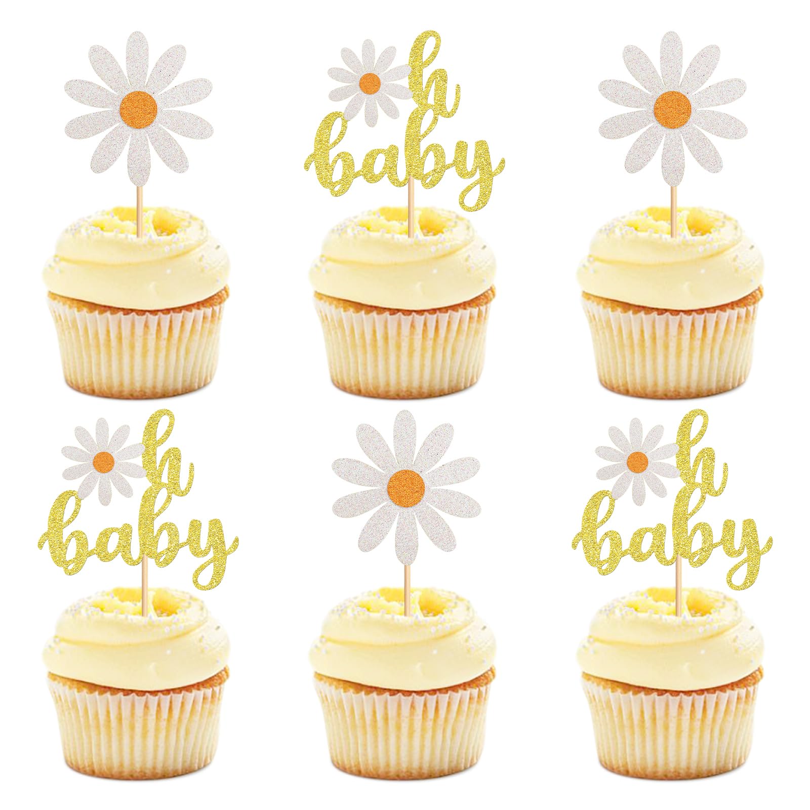 Amazon.com: Keaziu 24 Pack Daisy Oh Baby Toppers Birthday Daisy ...