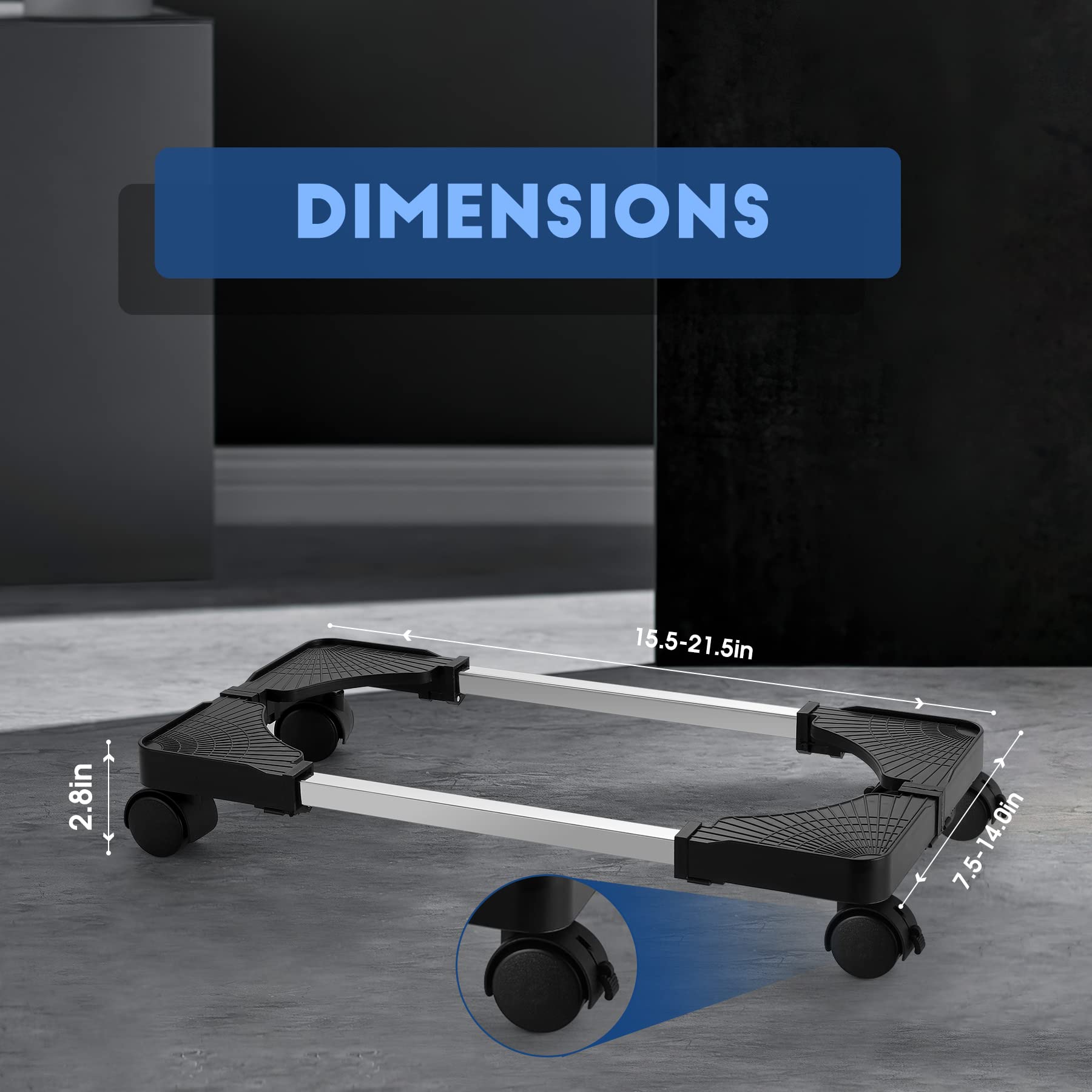 Computer Tower Stand,Hmseng Adjustable Mobile CPU Stand with 4 Rolling ...