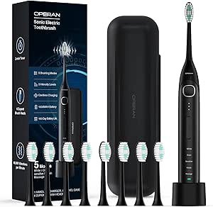 Amazon.com: Operan Sonic Electric Toothbrush for Adults and Kids, 5 Modes & 3 Intensity Levels ...