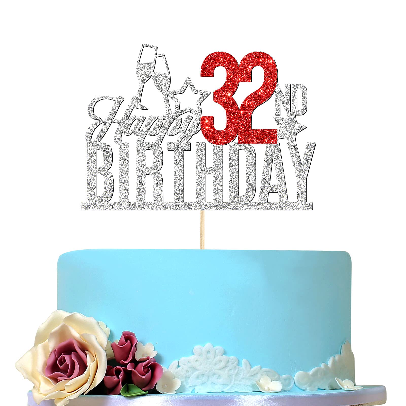 Amazon.com: Happy 32nd Birthday Cake Topper - Thirty two-year-old Cake ...
