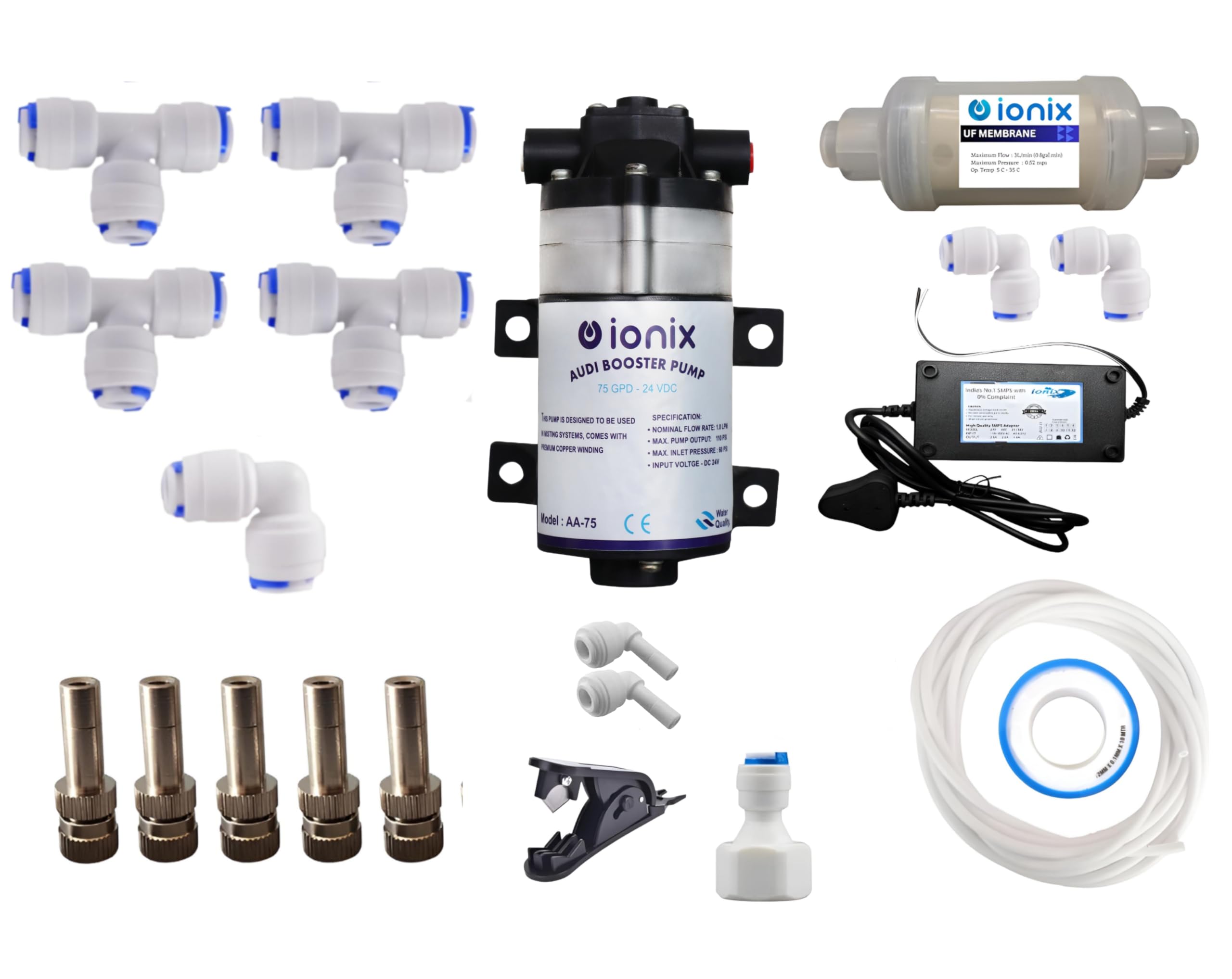 IONIX Misting System Kit with Nozzles, Mist 75 GPD Pump, smps, Pipe ...