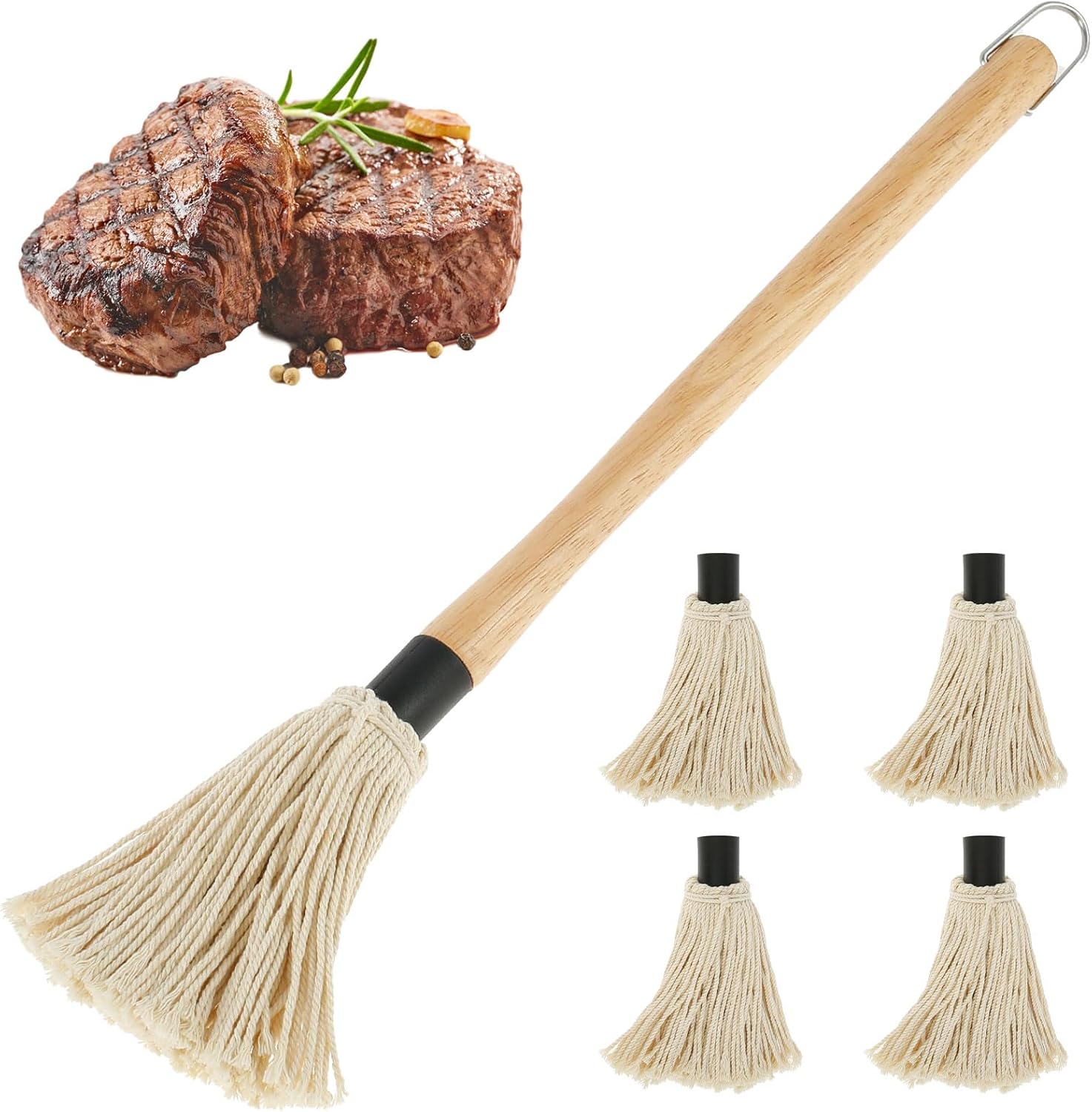 Amazon.com: 1 Set 18 in Grill Basting Mop with 4 Replacement Heads ...