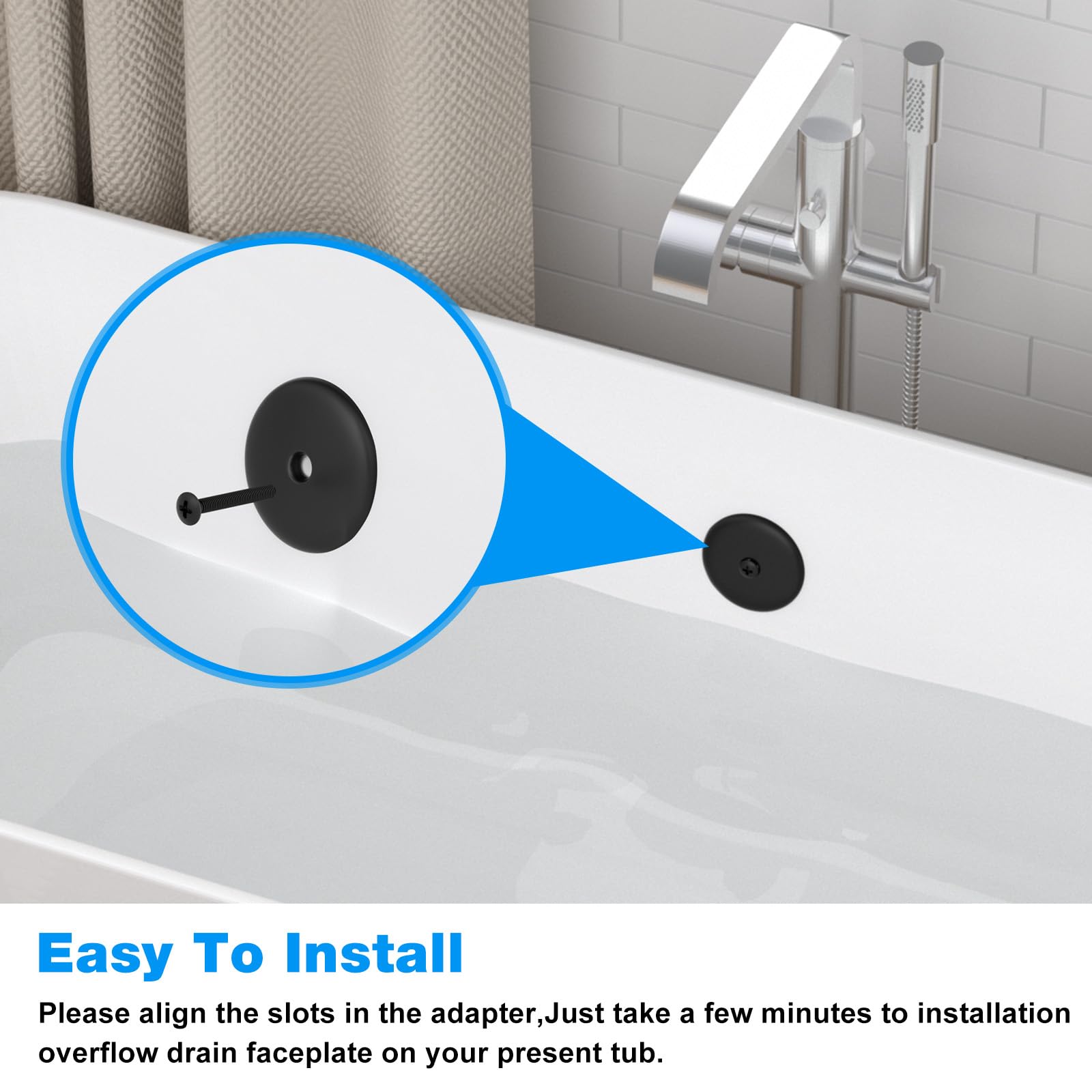 Snapklik.com : Single Hole Bathtub Overflow Drain Cover For Standard ...