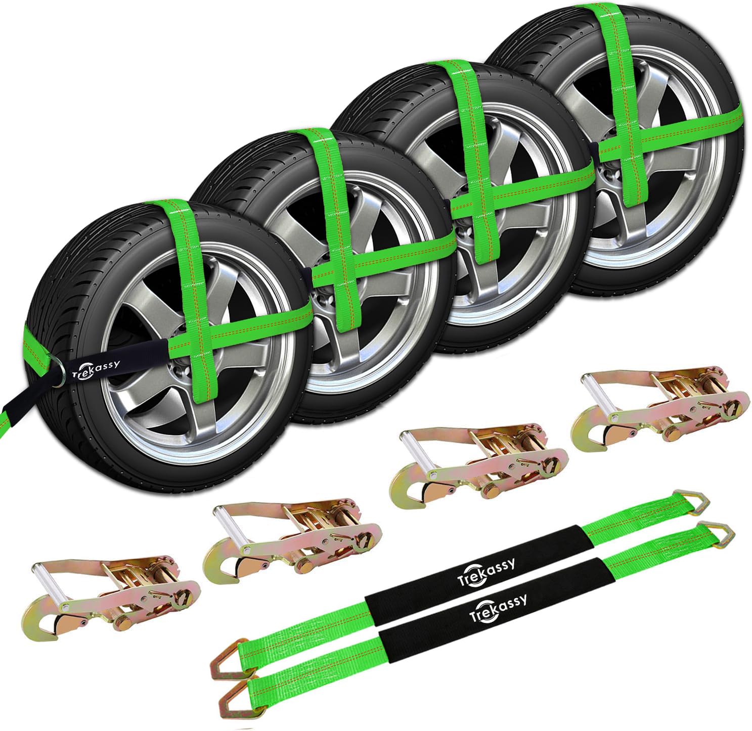 Snapklik.com : Trekassy 2 X 120 Car Tie Down Straps For Trailers