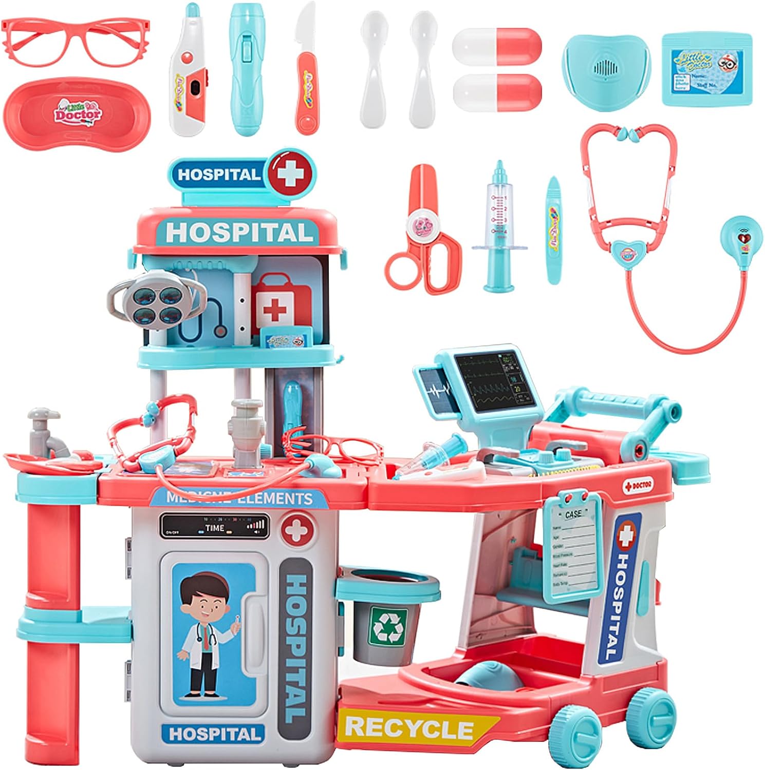 Amazon.com: Doctors Kit for Kids Pretend Real Doctor Playset for Kids ...