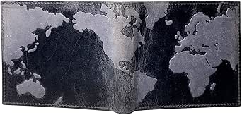 Corder London Men's Unique Map Of The World Distressed Leather Slim ...